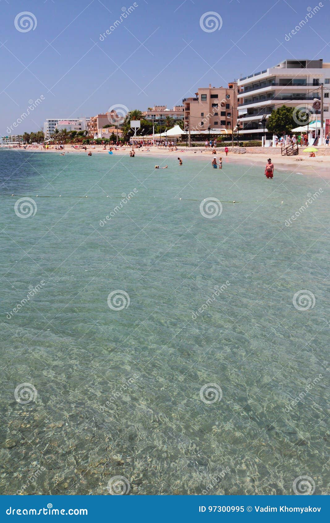 On Known Playa Den Bossa Beach. Ibiza, Spain Stock Image - Image of ...