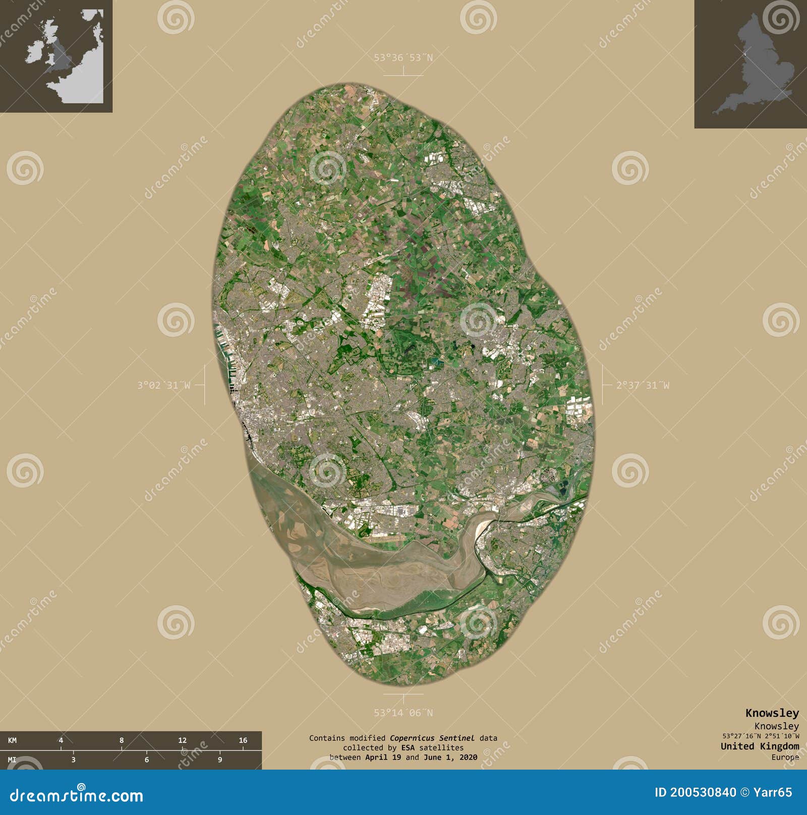 Knowsley, United Kingdom - Composition. Sentinel-2 Satellite Stock ...