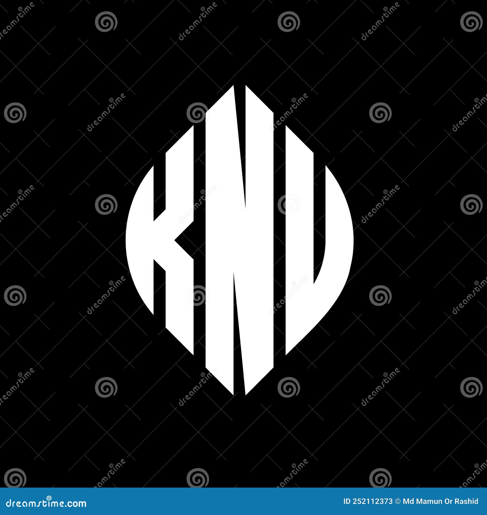 KNU Circle Letter Logo Design with Circle and Ellipse Shape. KNU ...