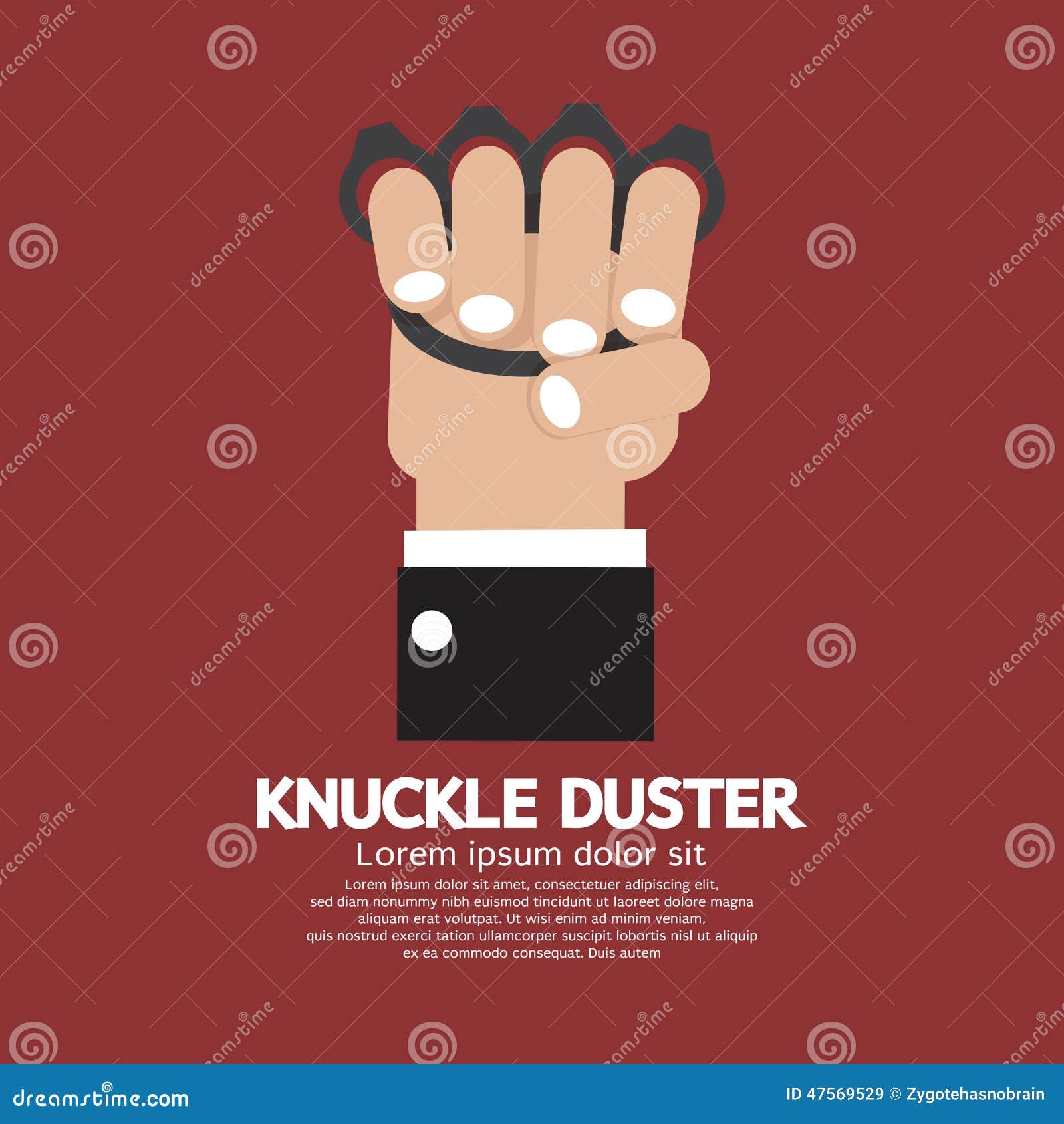Knuckle-duster With Copy Space On Dark Background 3d Illustration ...