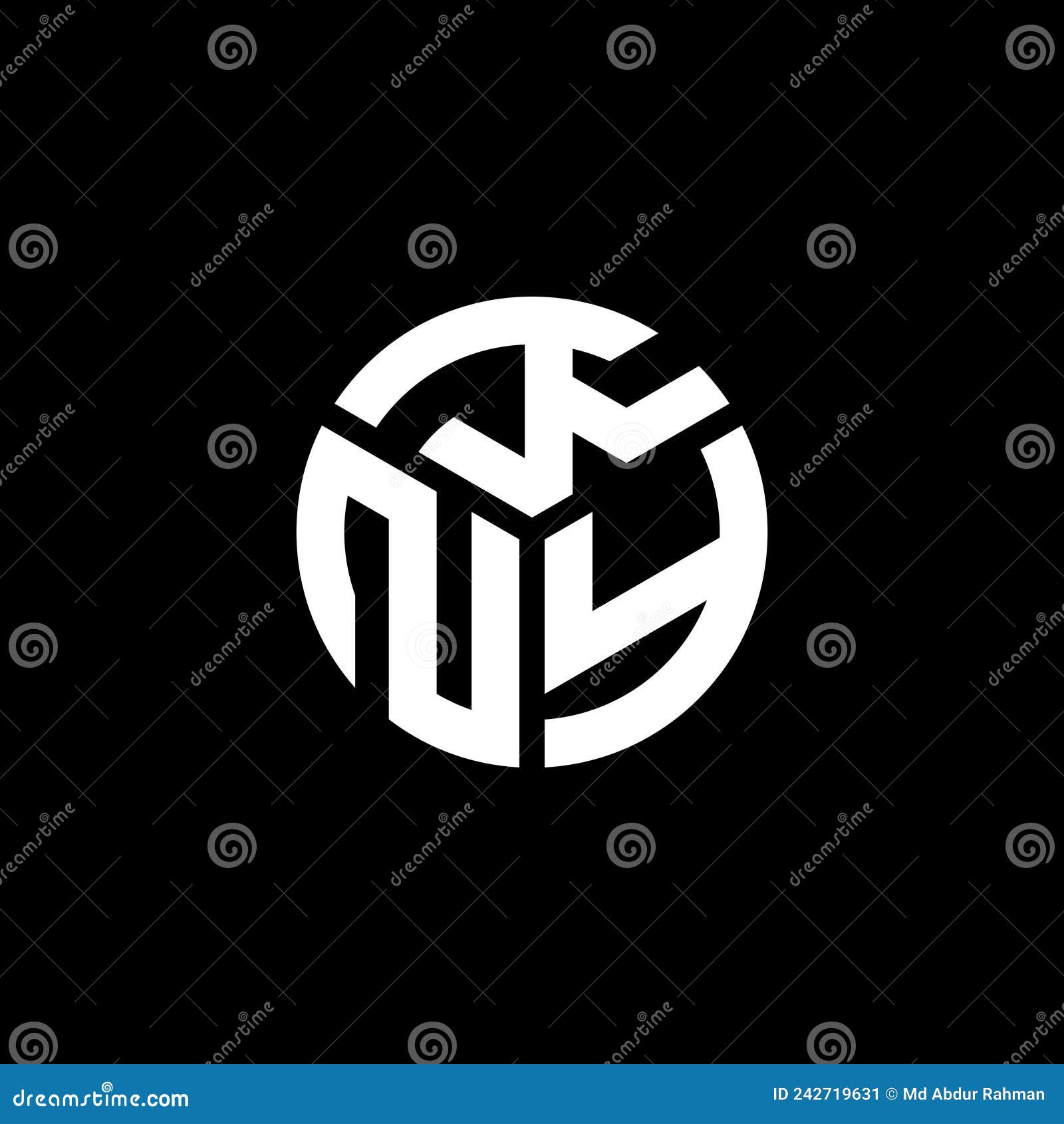 KNY Letter Logo Design on Black Background. KNY Creative Initials ...