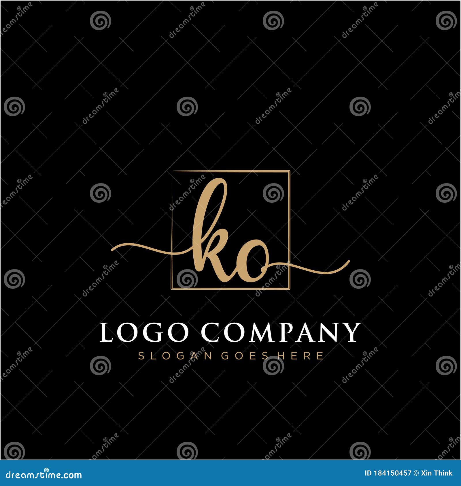 KO Initial Handwriting Logo with Rectangle Template Vector Stock Vector ...