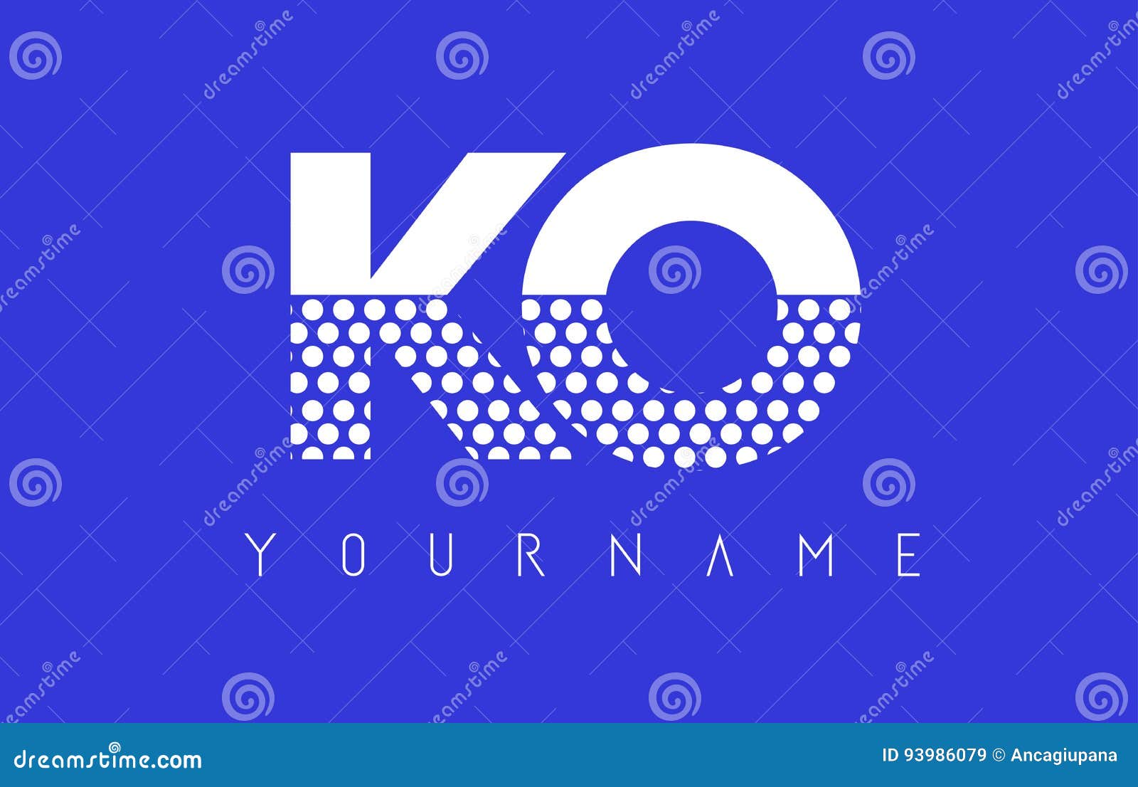 KO K O Dotted Letter Logo Design with Blue Background. Stock Vector ...