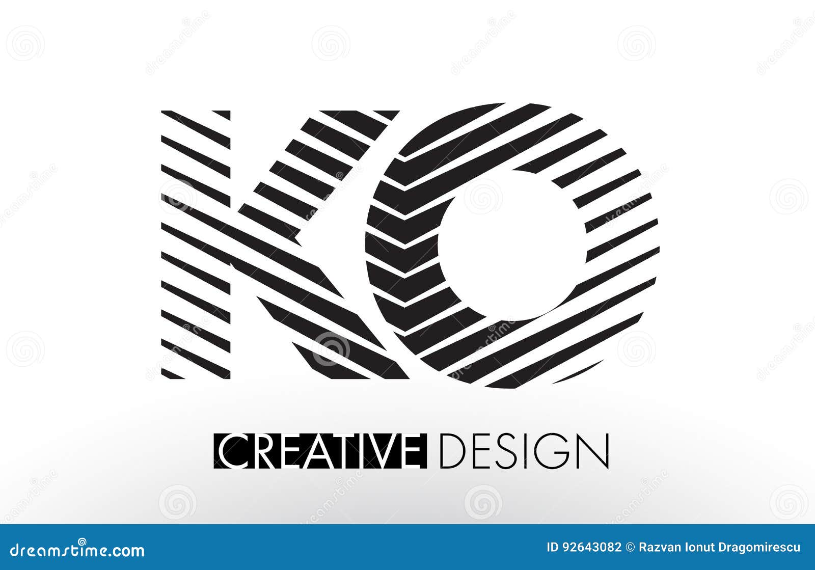 KO K O Lines Letter Design with Creative Elegant Zebra Stock Vector ...