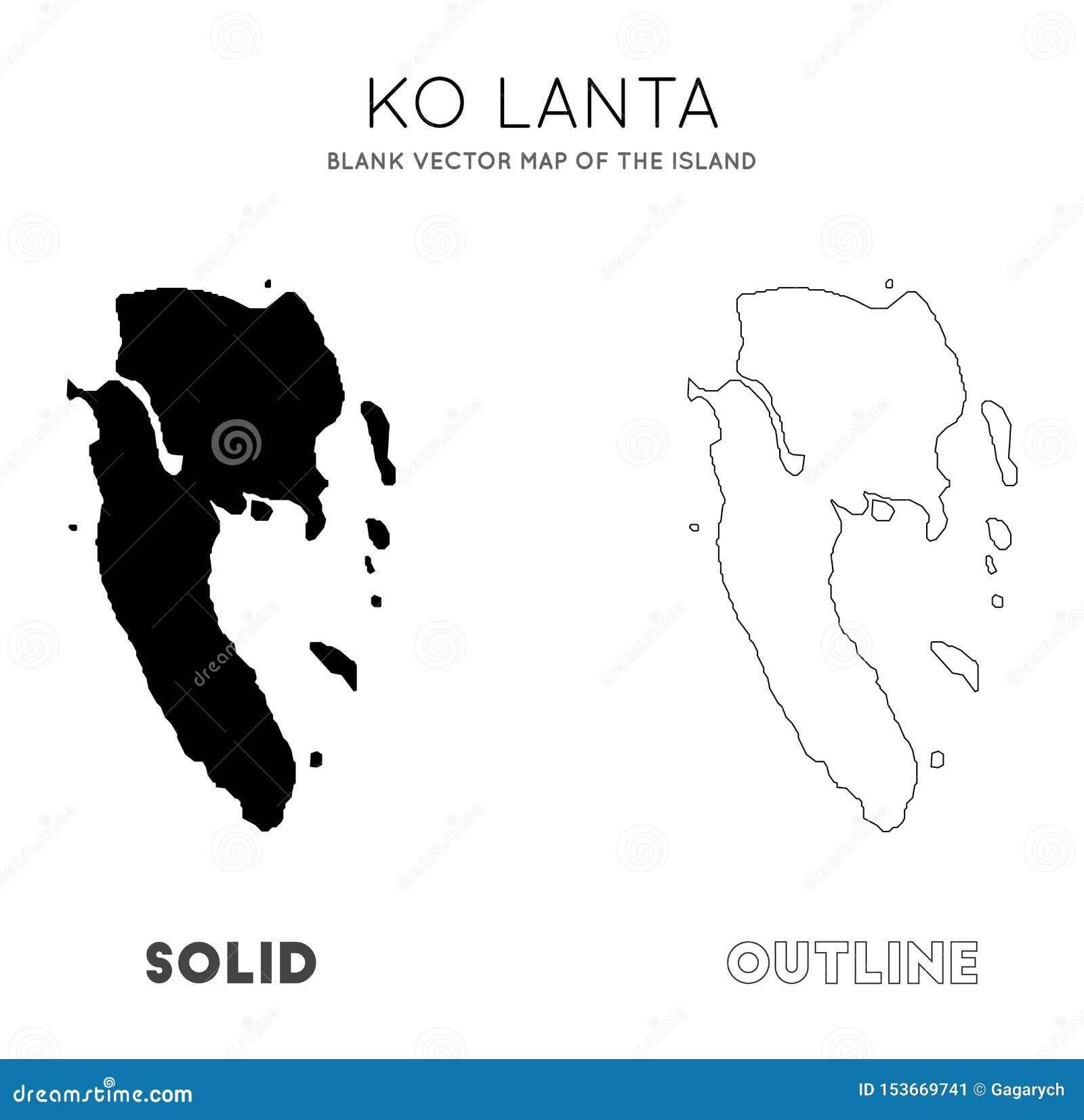 Ko Lanta map. stock vector. Illustration of border, silhouette - 153669741