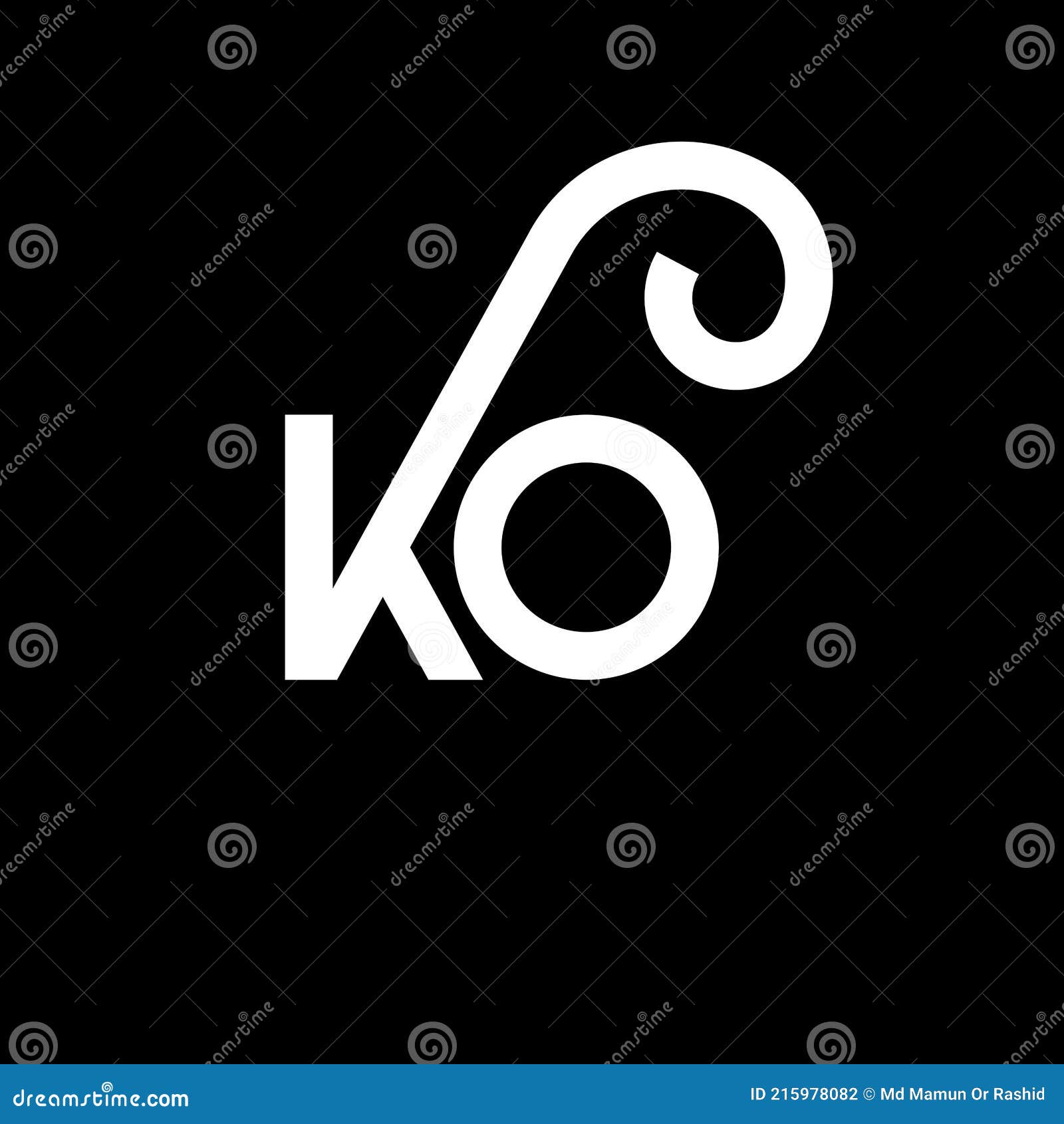 KO Letter Logo Design on Black Background. KO Creative Initials Letter ...