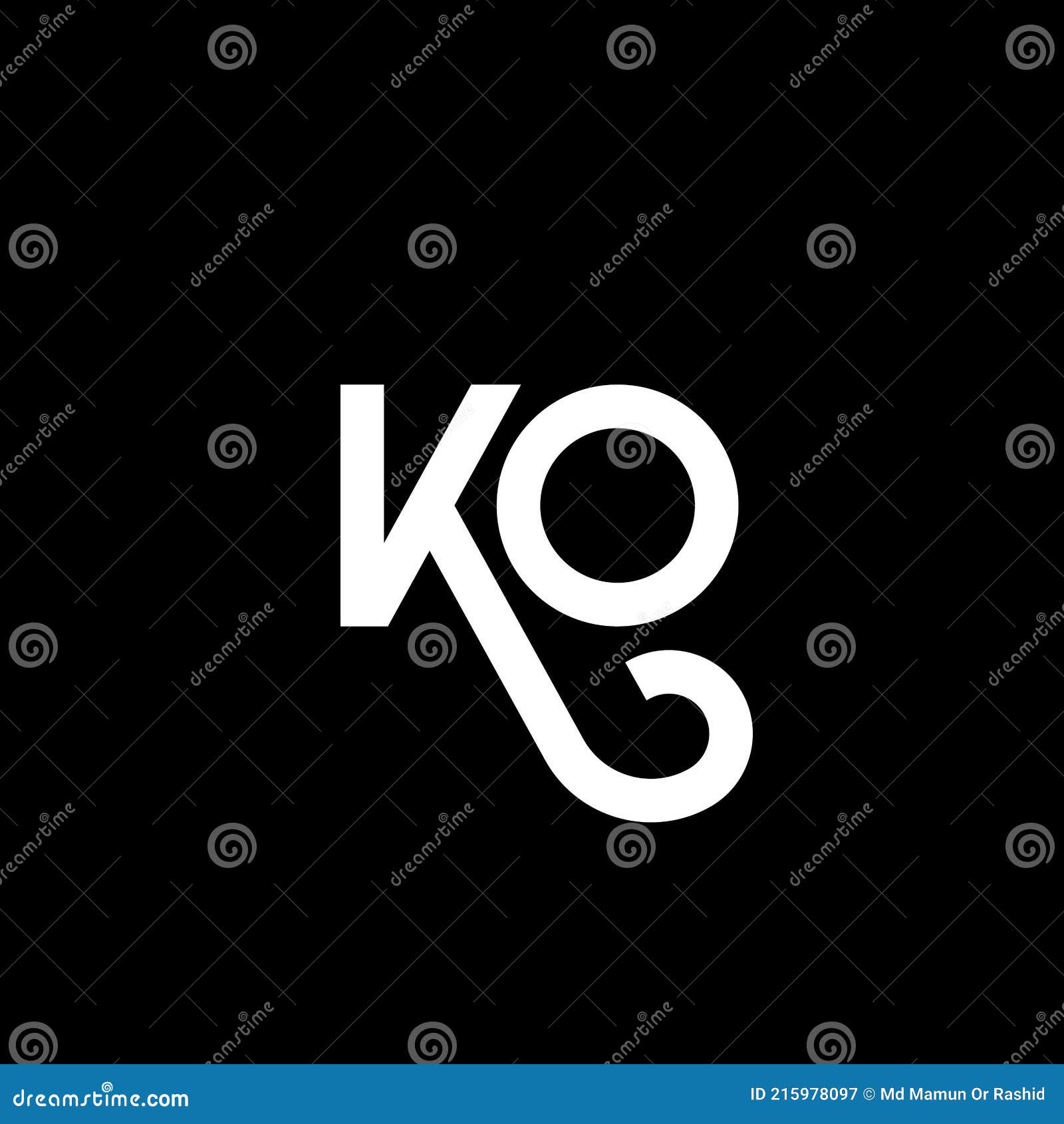 KO Letter Logo Design on Black Background. KO Creative Initials Letter ...
