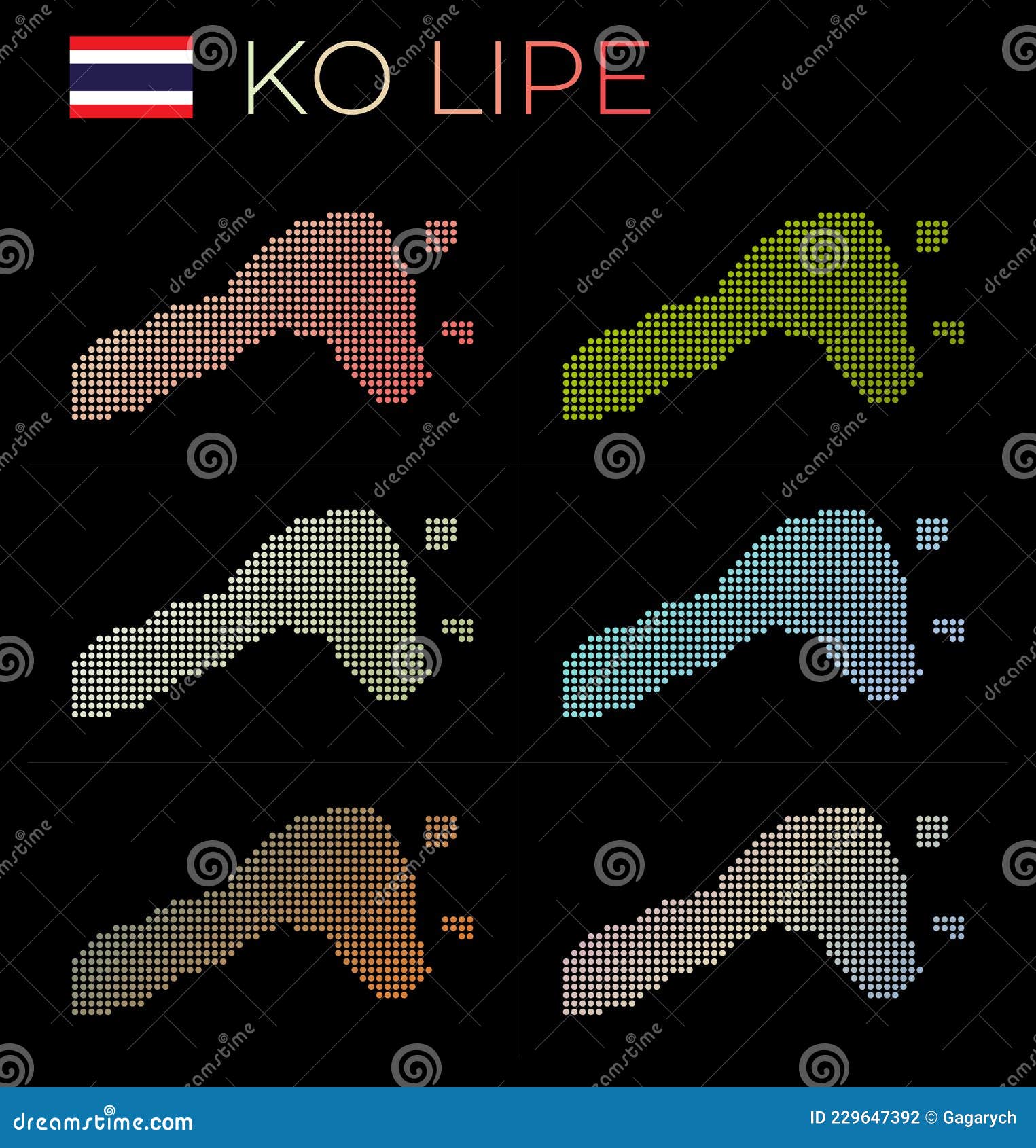 Ko Lipe dotted map set. stock vector. Illustration of geography - 229647392