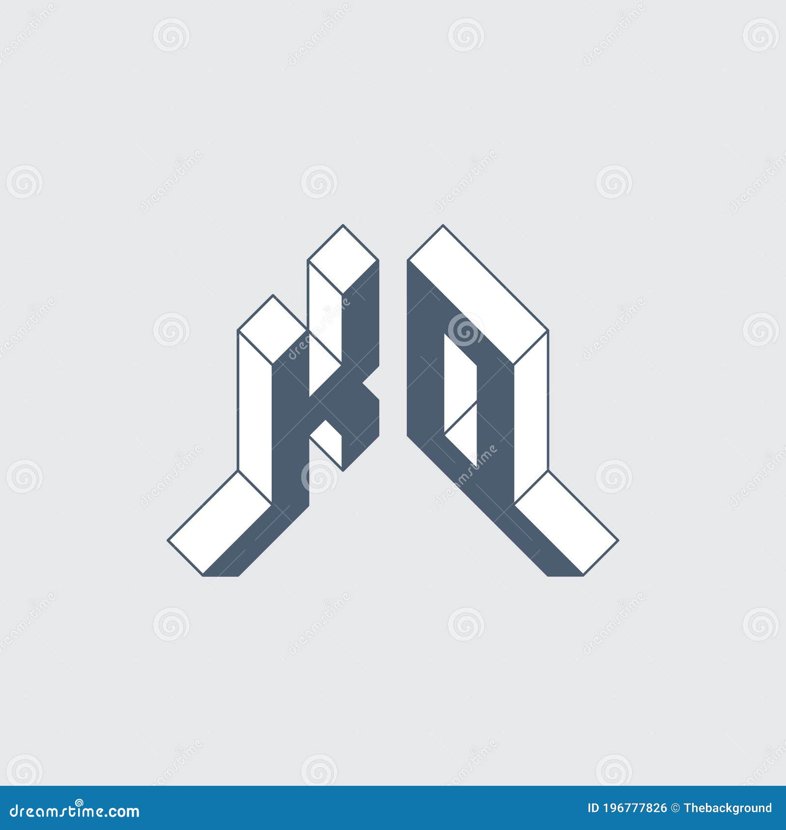 KO - Logo or 2-letter Code. Isometric 3d Font for Design. Letters K and ...