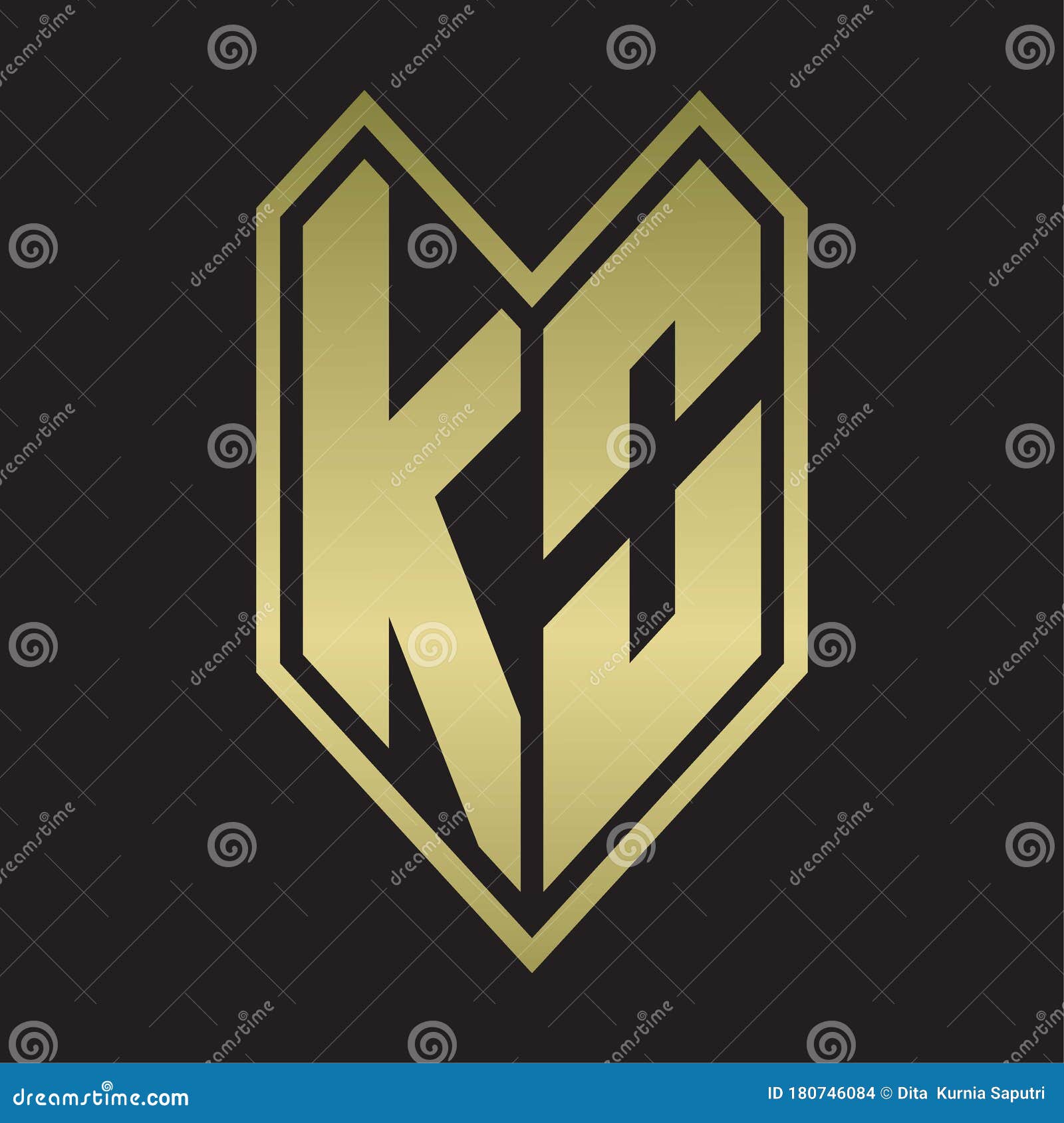 KO Logo Monogram with Emblem Line Style Isolated on Gold Colors Stock ...