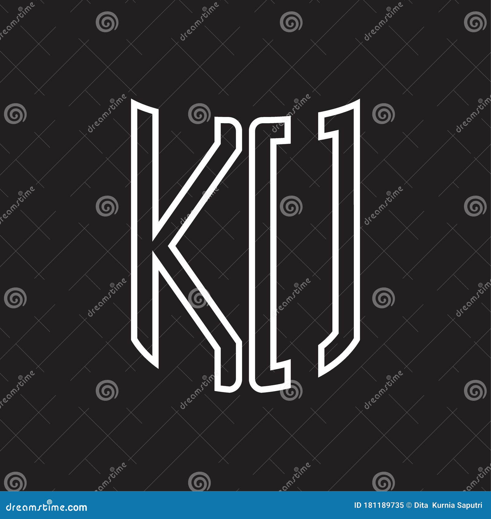 KO Logo Monogram with Ribbon Style Outline Design Template Stock Vector ...