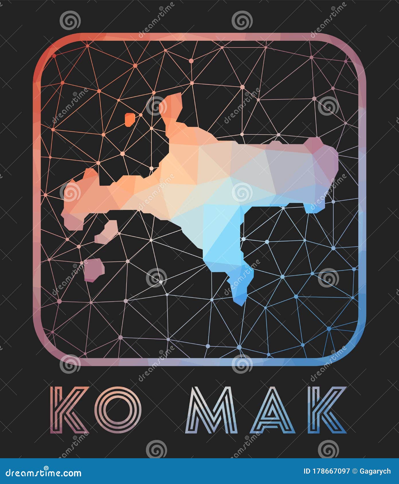 Ko Mak map design. stock vector. Illustration of island - 178667097