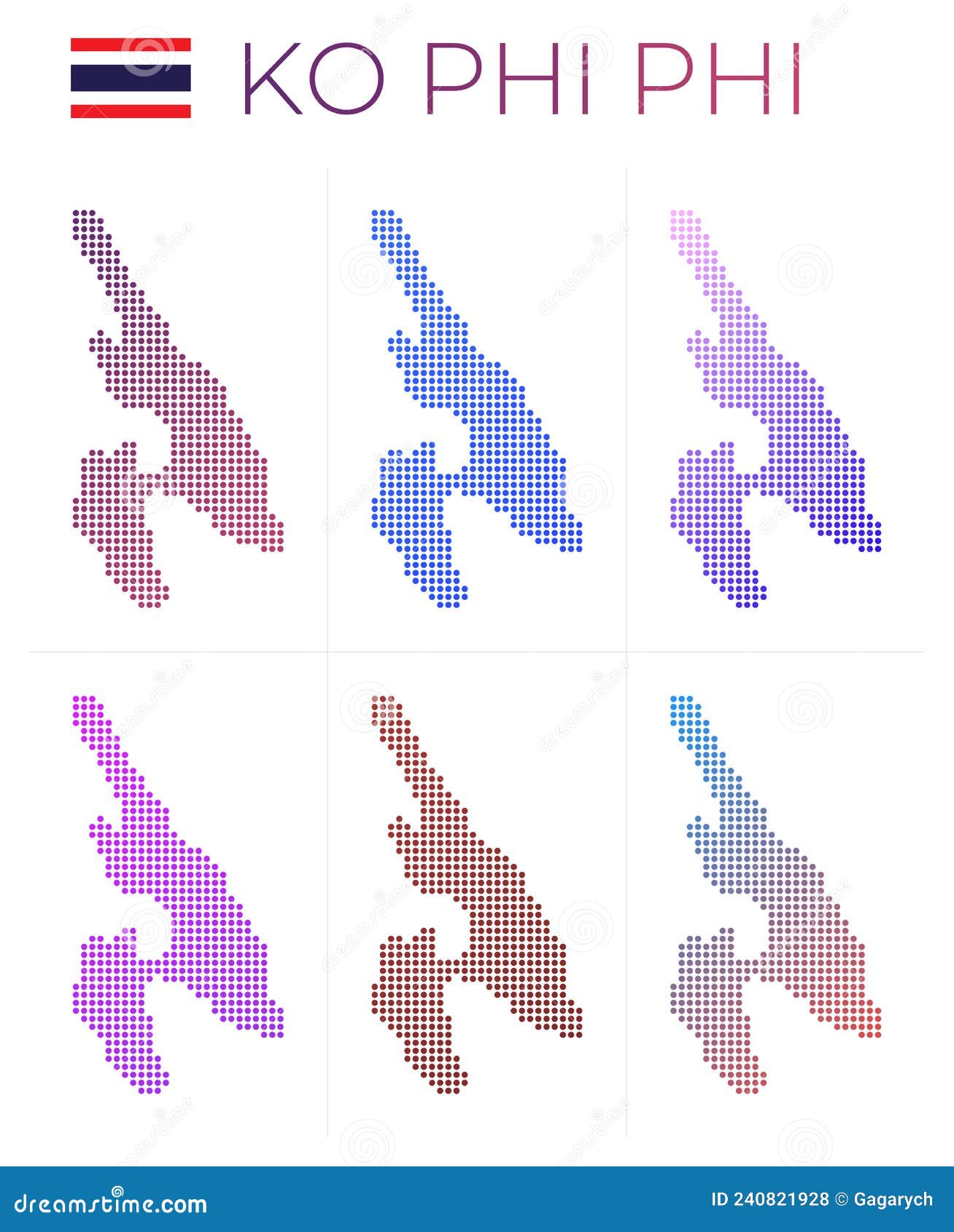 Ko Phi Phi dotted map set. stock vector. Illustration of graphic ...