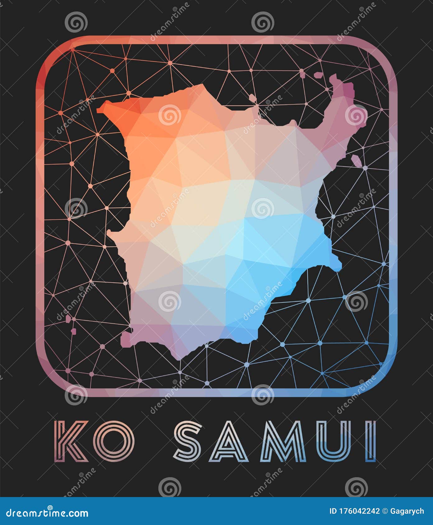 Ko Samui map design. stock vector. Illustration of banner - 176042242