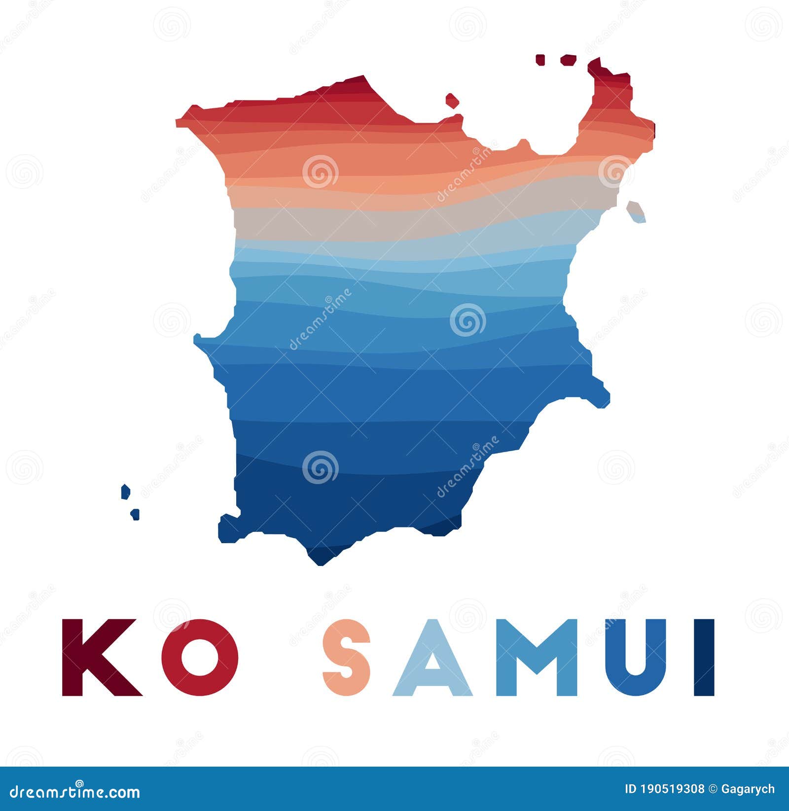 Ko Samui map. stock vector. Illustration of digital - 190519308