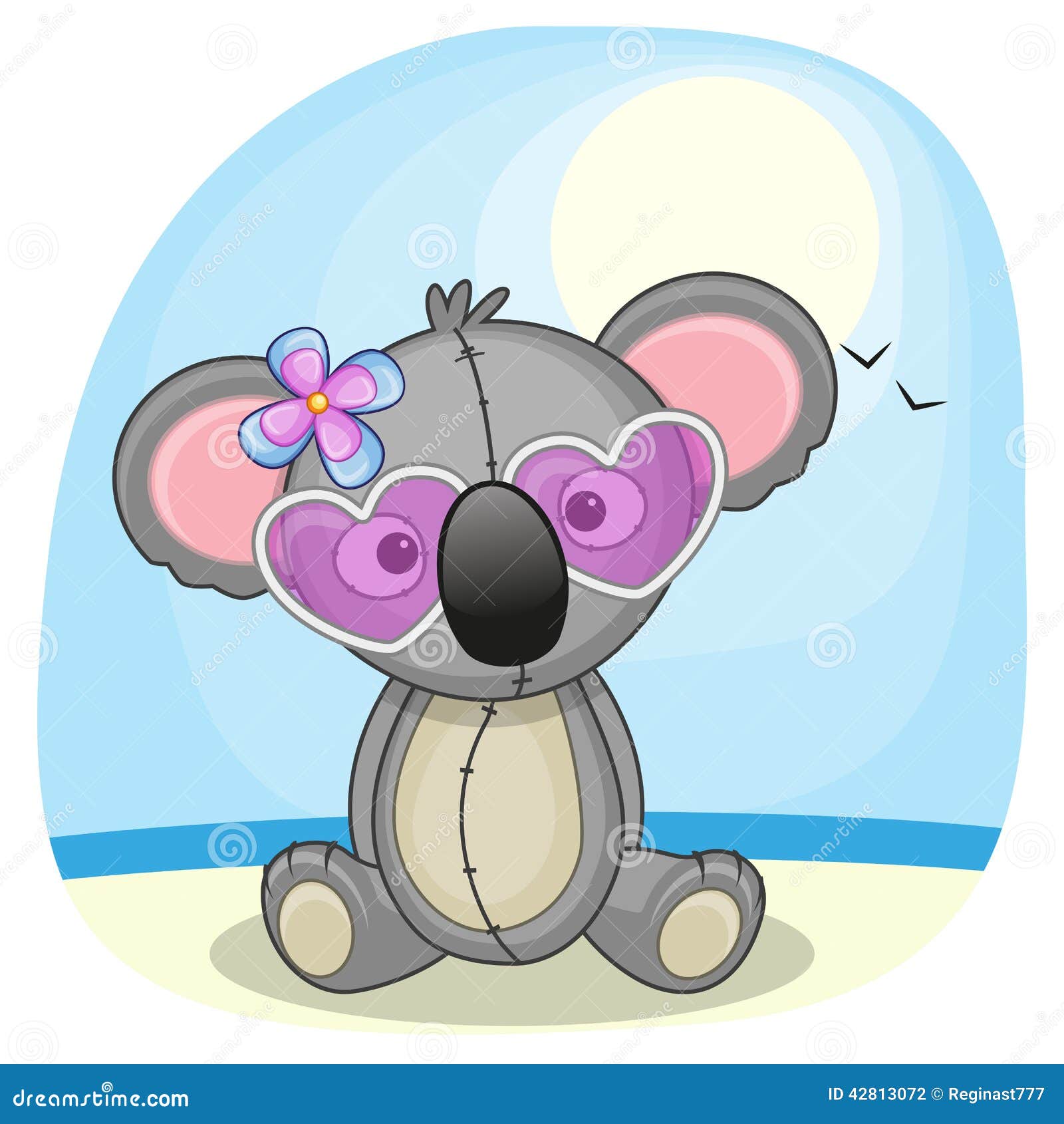 Koala auf dem Strand vektor abbildung. Illustration von bild - 42813072