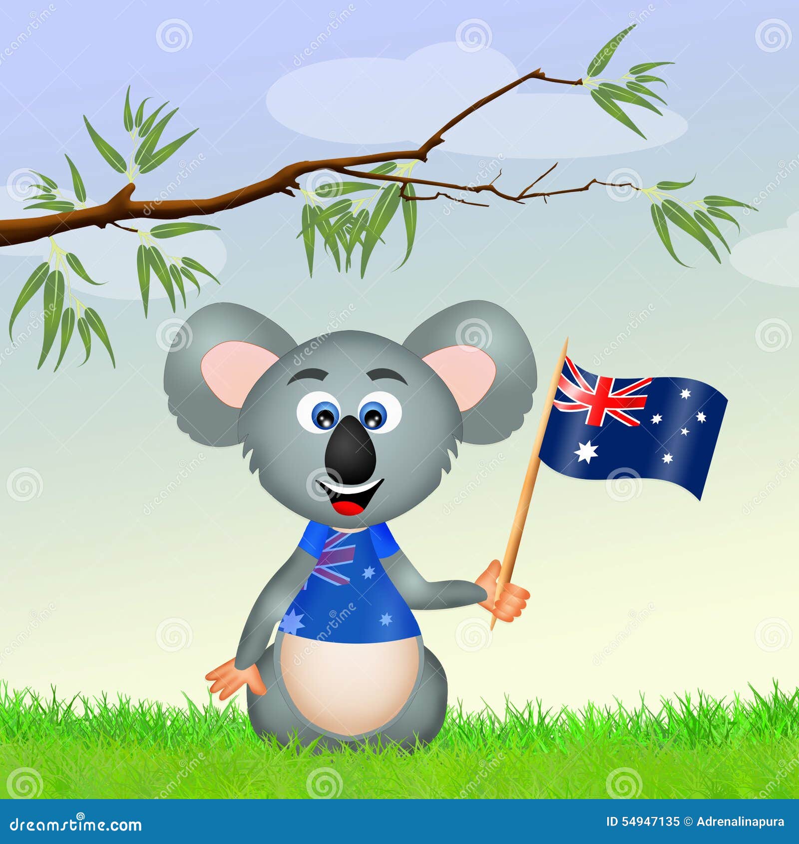 Koala with Australian flag stock illustration. Illustration of safari ...