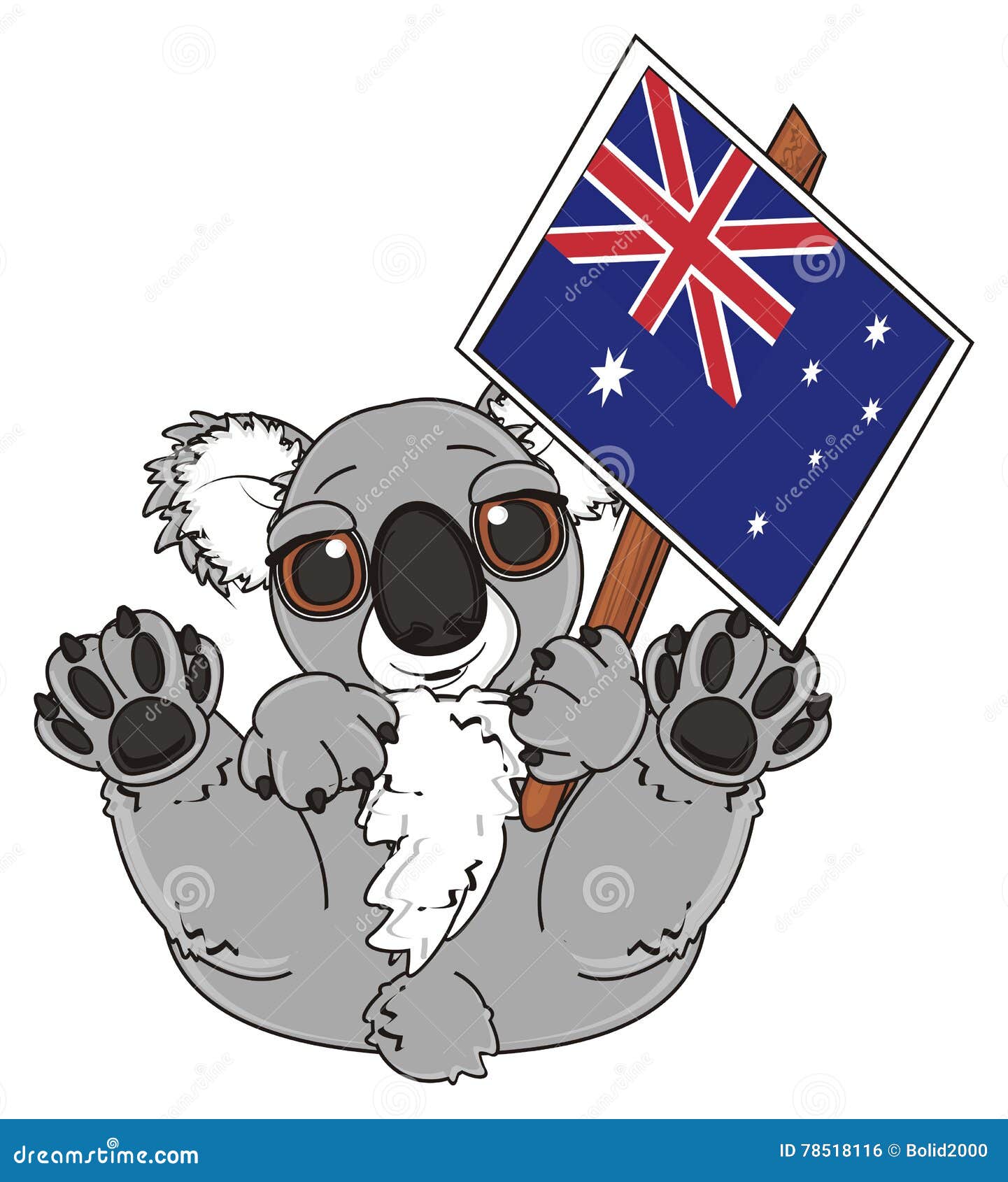 Koala with Australian Flag on the Plate Stock Illustration ...