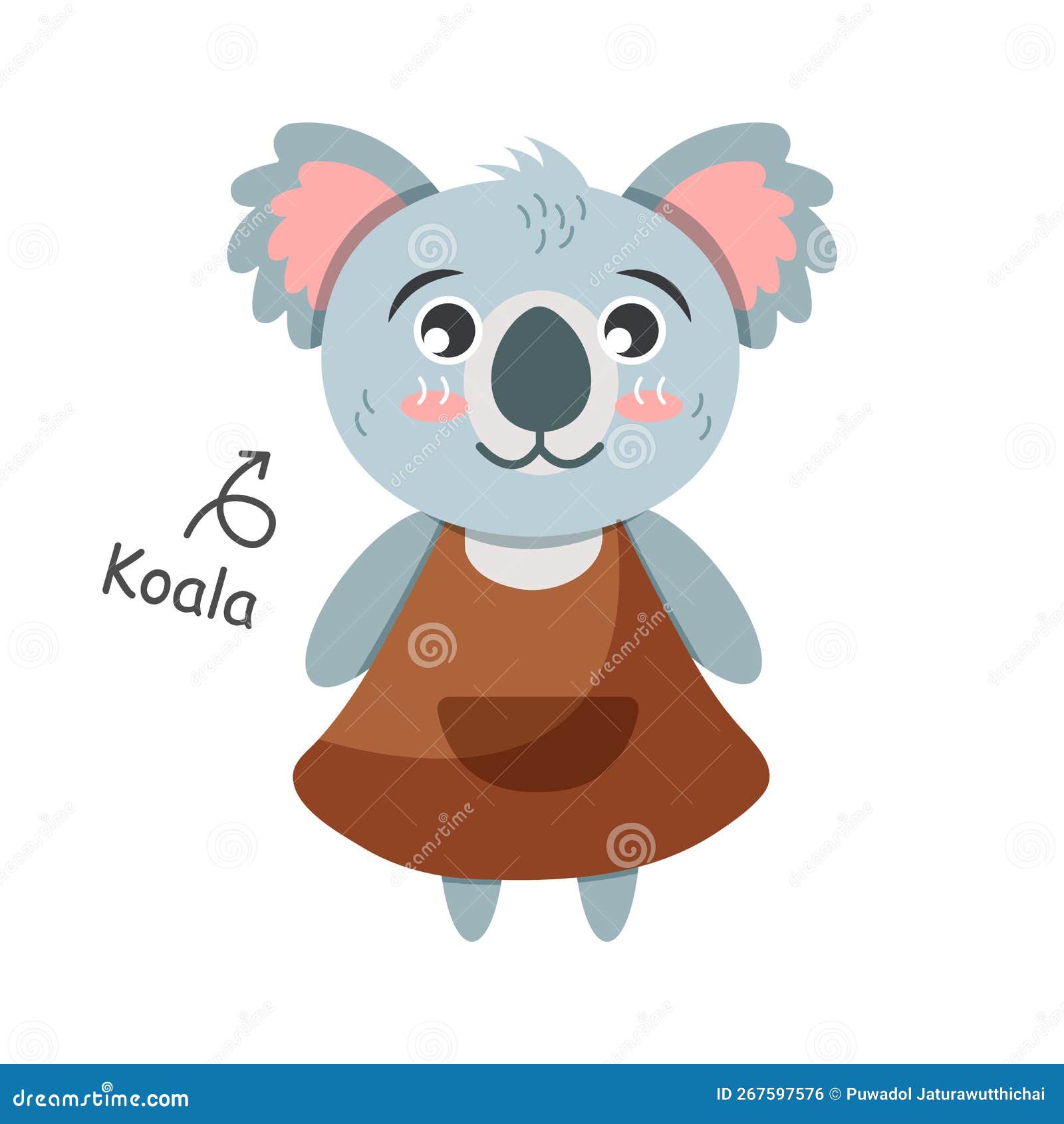 Koala Bear Cartoon Characters with Clothes . Vector Stock Vector ...