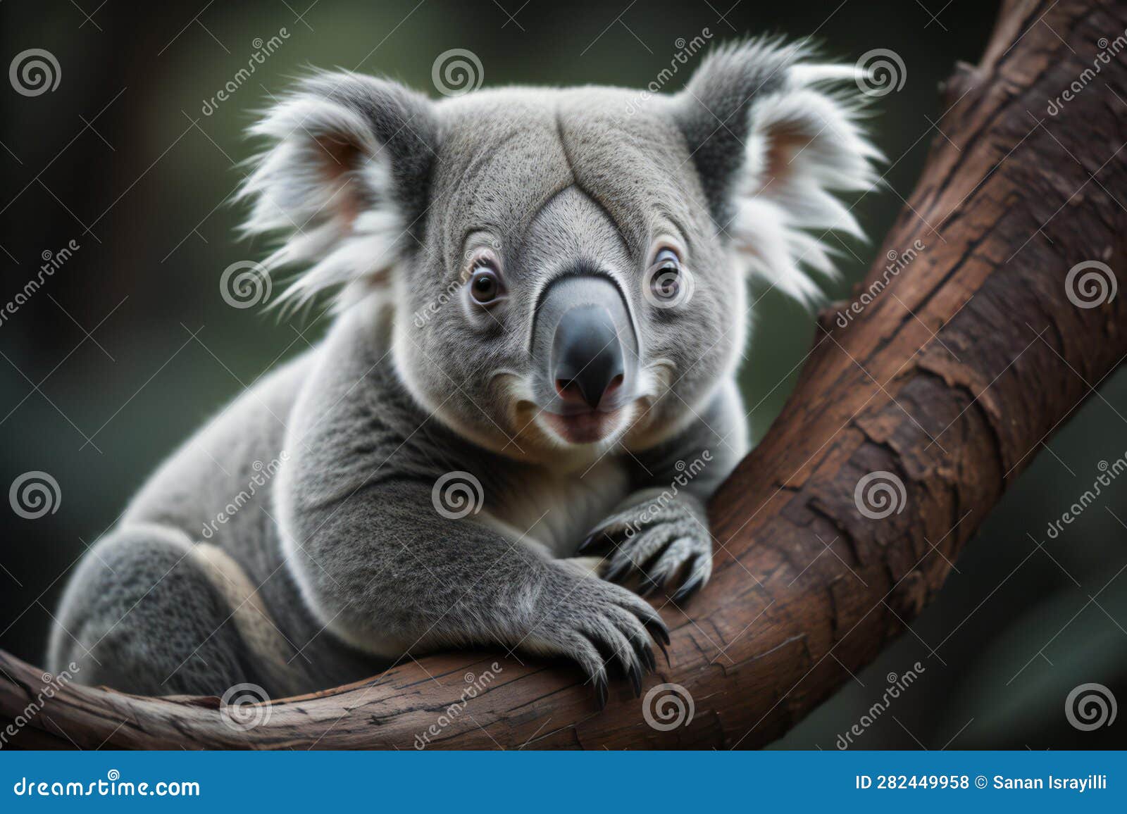 Koala Bear Sitting on a Tree Branch. Australian Native Animal Stock ...