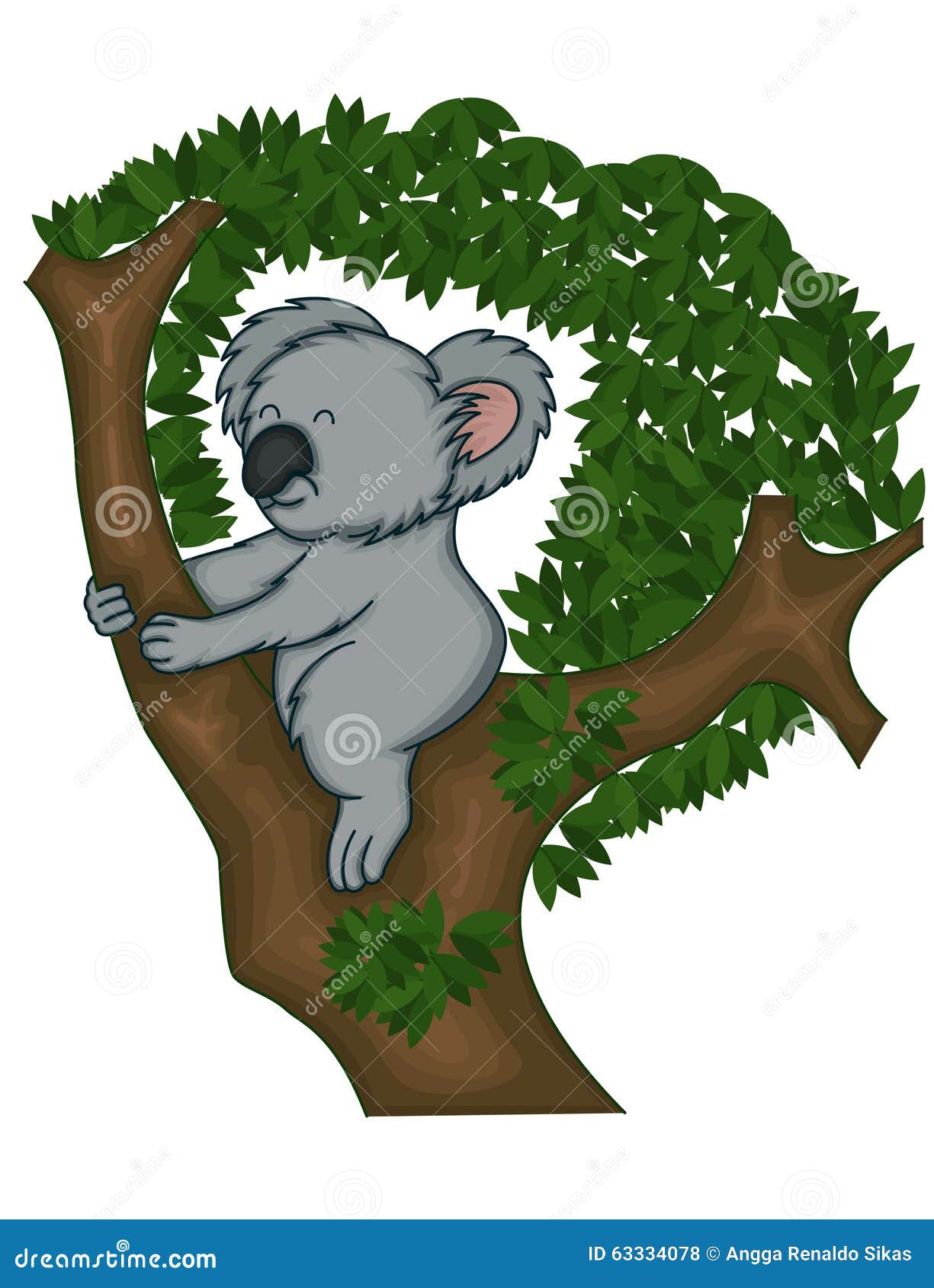 Koala Bear on Tree stock vector. Illustration of marsupial - 63334078