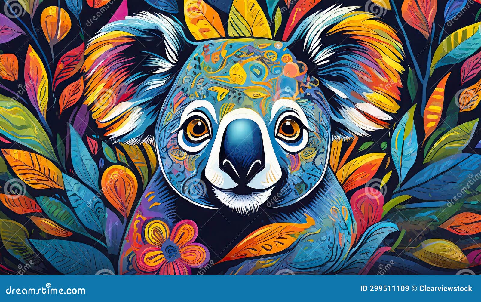 Koala Bright Colorful and Vibrant Poster Illustration Stock ...