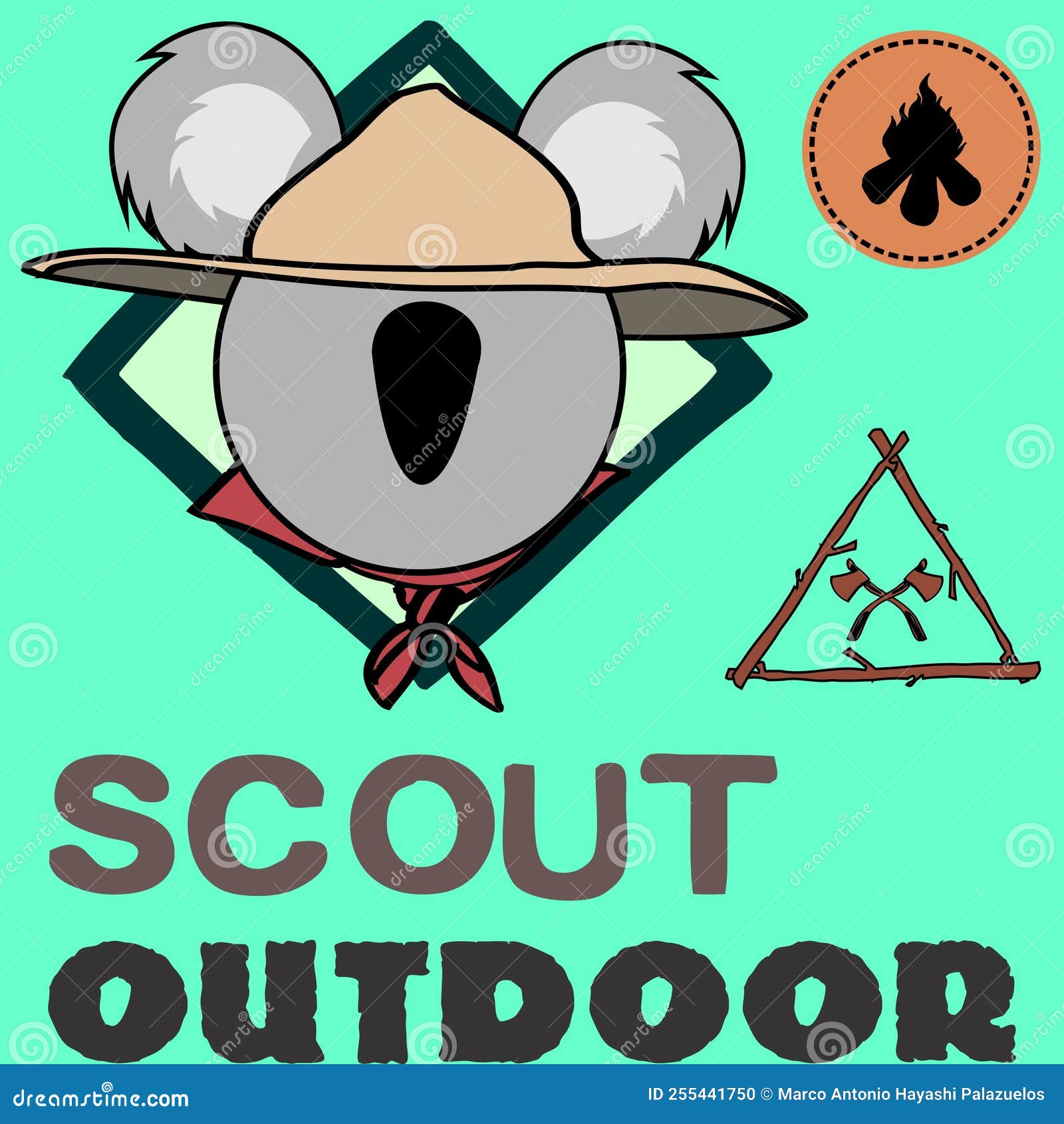Koala Cartoon Scout Uniform Insignia Pack Stock Vector - Illustration ...