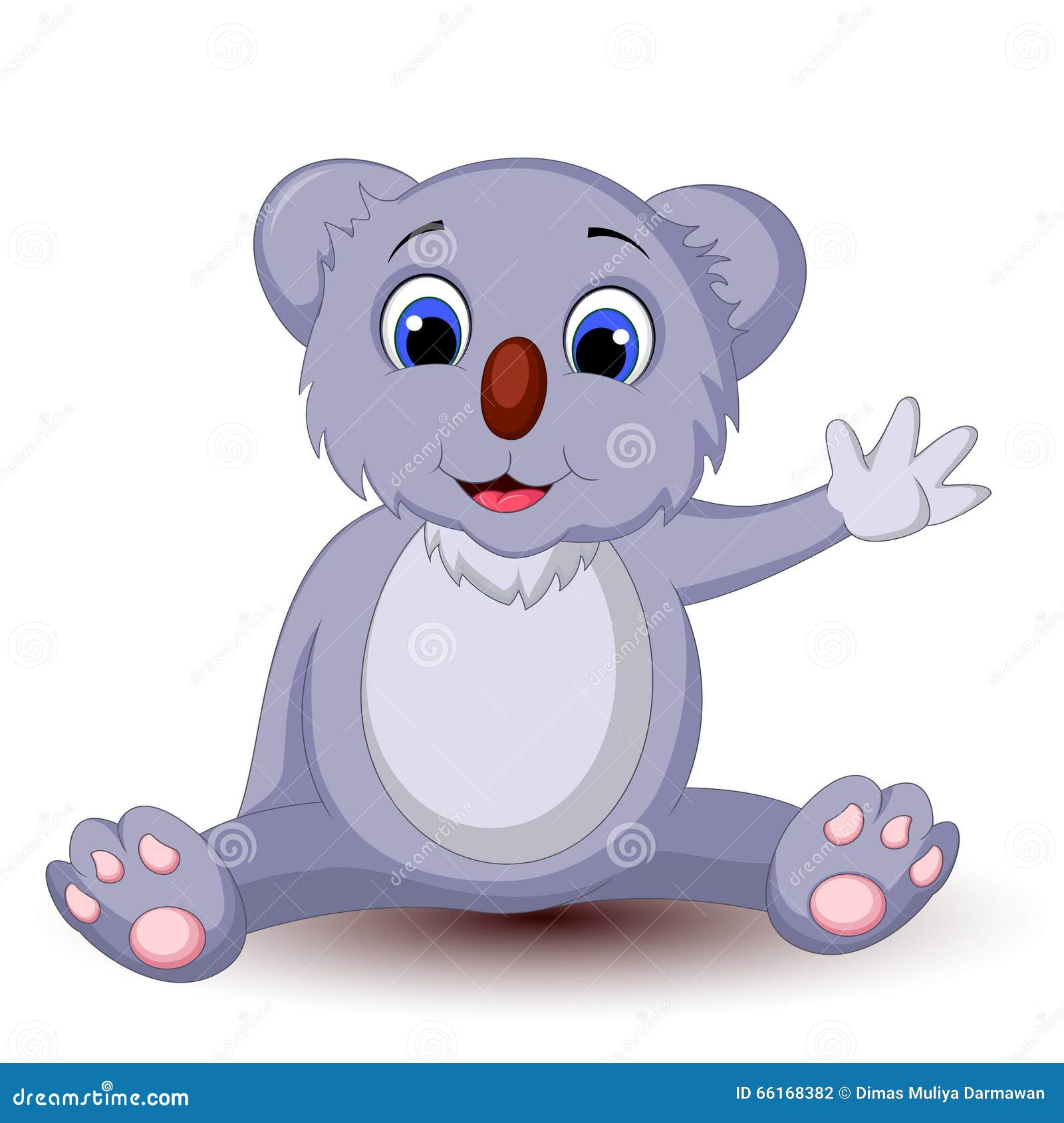Koala cartoon waving hand stock illustration. Illustration of cheerful ...