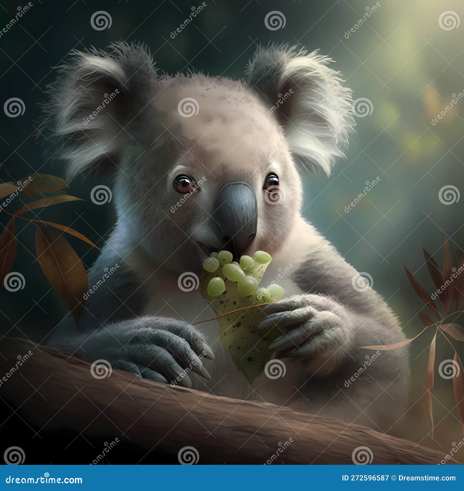 Koala Eating Fruits. Generative AI Stock Illustration - Illustration of ...