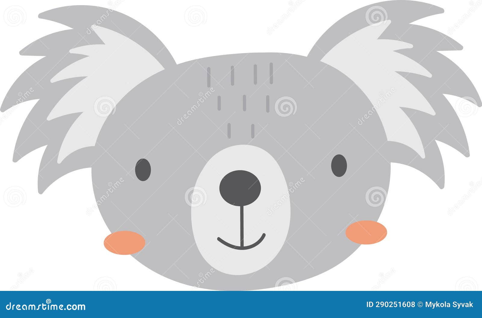 Koala Face Cartoon stock vector. Illustration of happy - 290251608