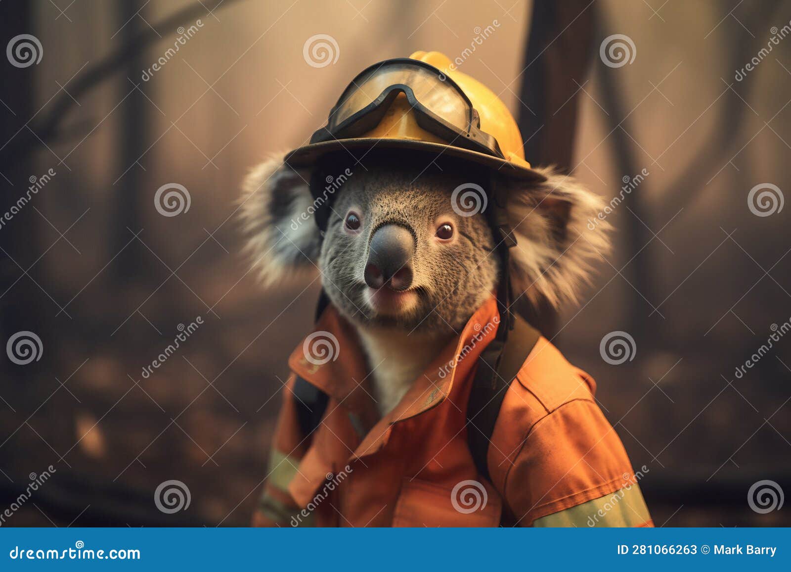 Koala Firefighter Battling a Bushfire. Generative AI Image. Stock ...
