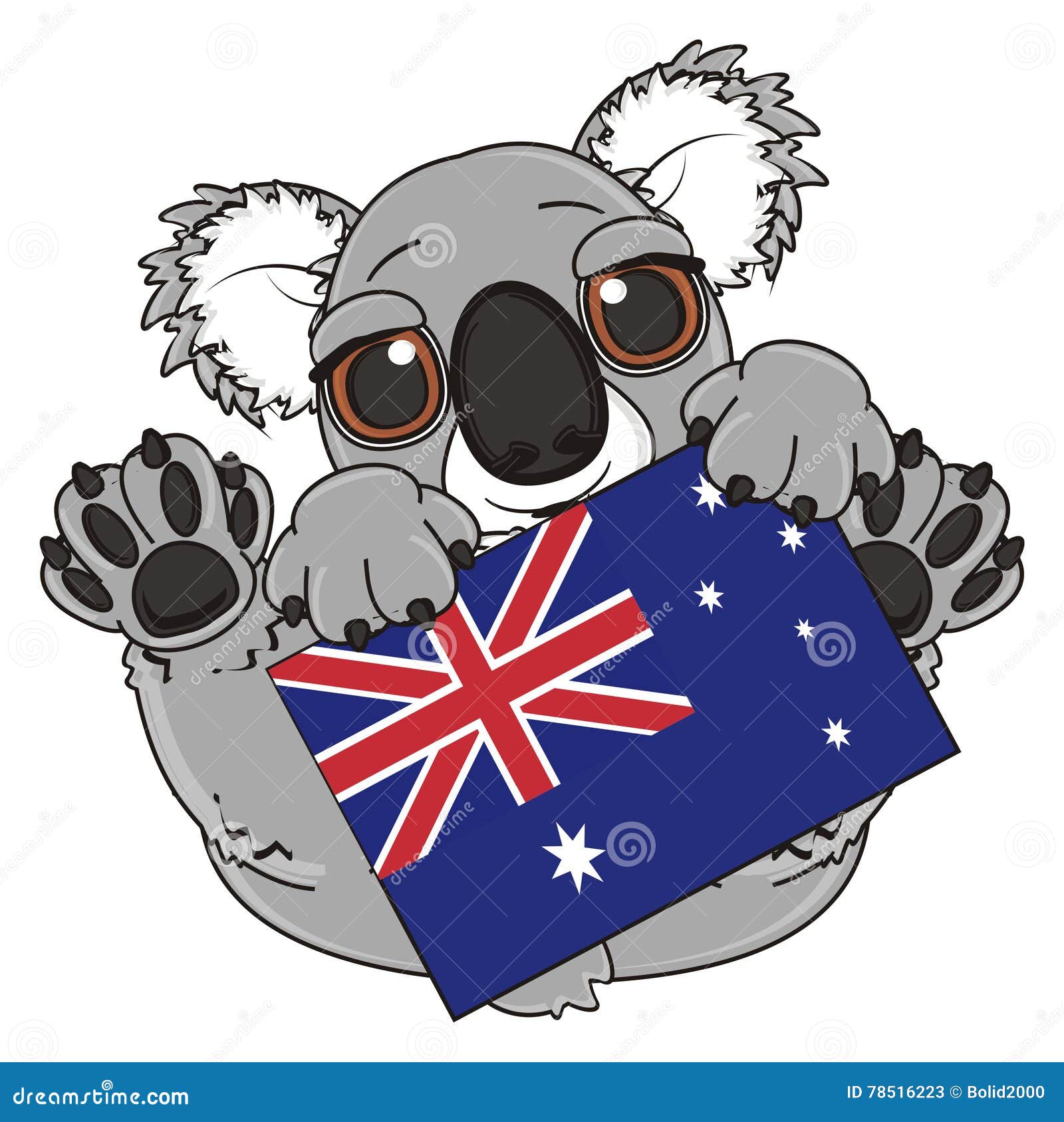Koala with flag stock illustration. Illustration of kind - 78516223