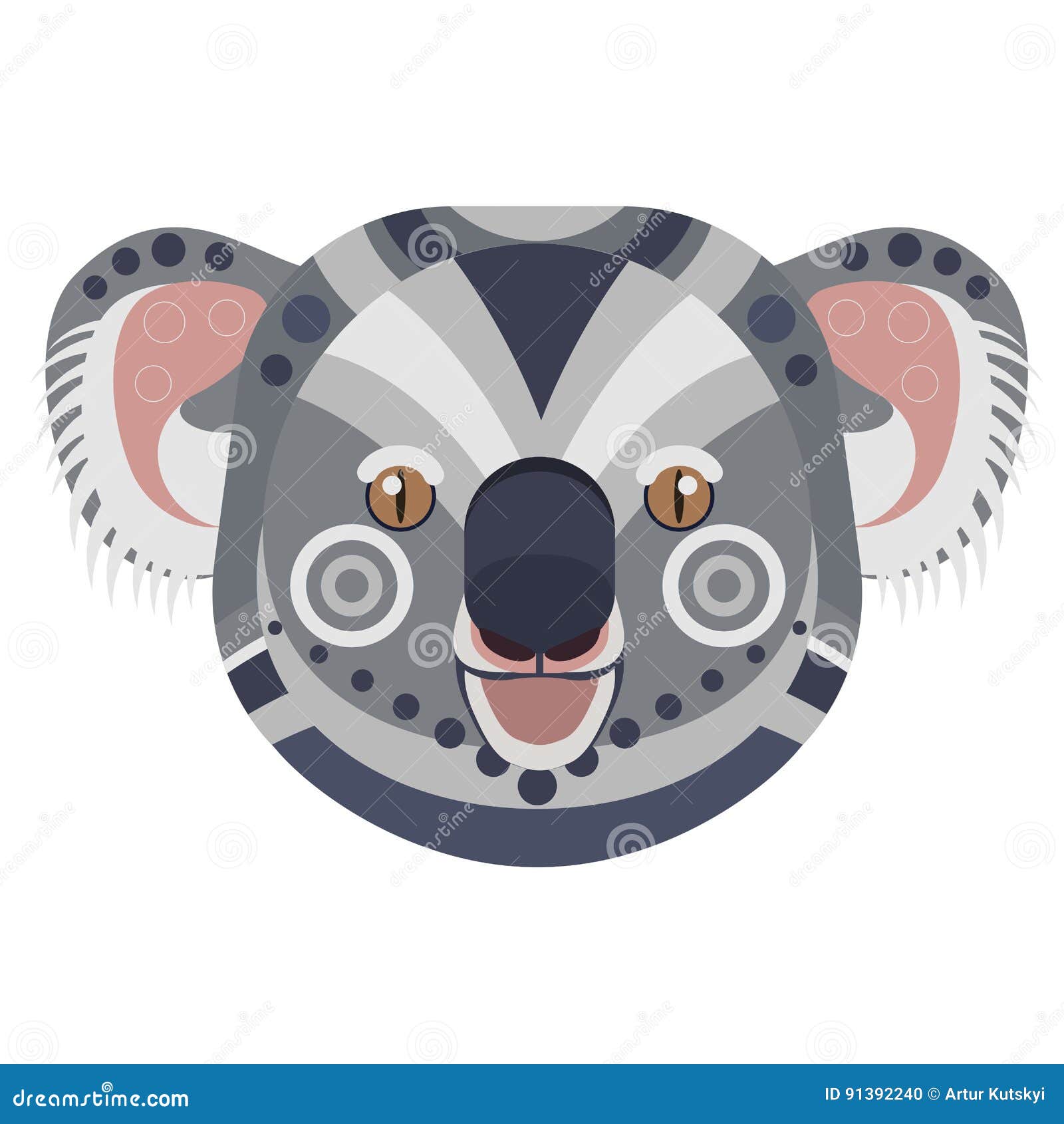 Koala Head Adult Antistress Coloring Page Vector | CartoonDealer.com ...