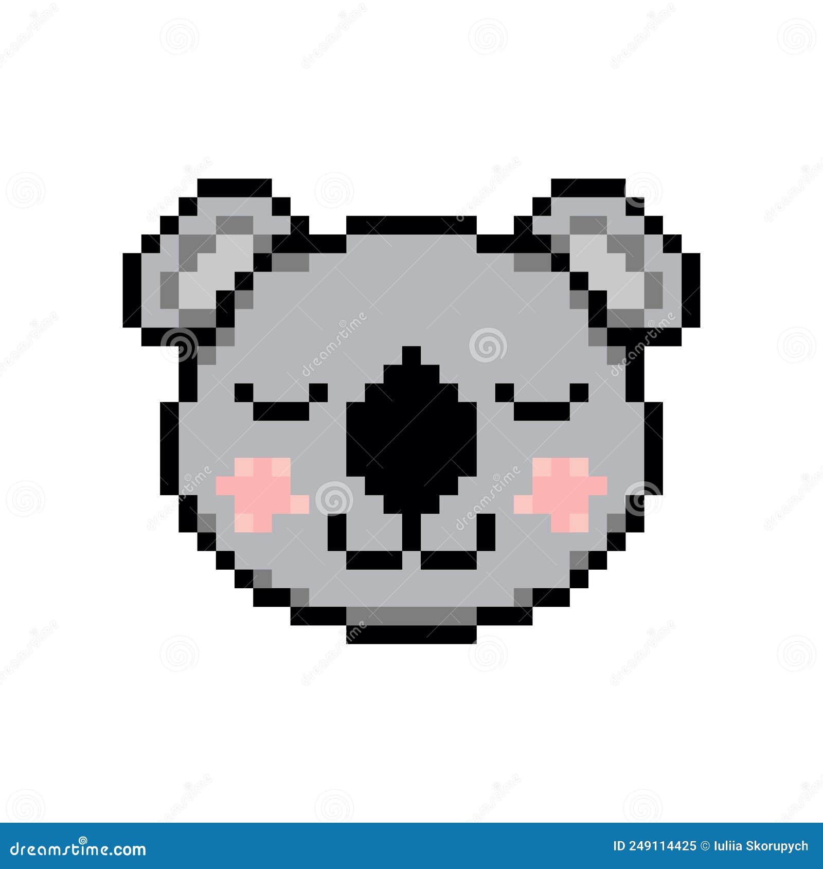 Koala Head in Pixel Art Style Stock Vector - Illustration of isolated ...