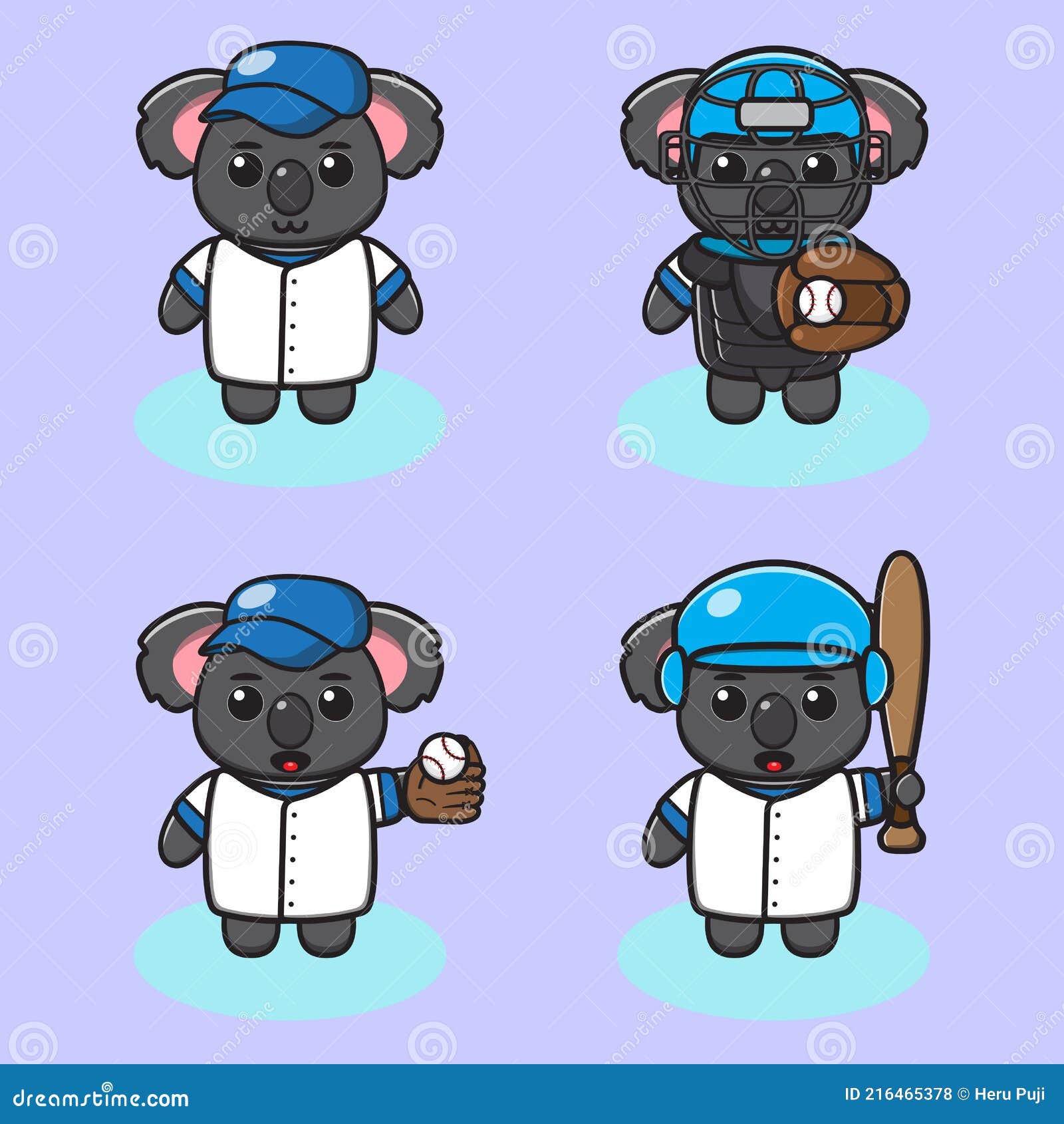 Vector Illustration of Cute Koala Baseball Cartoon. Stock Vector ...