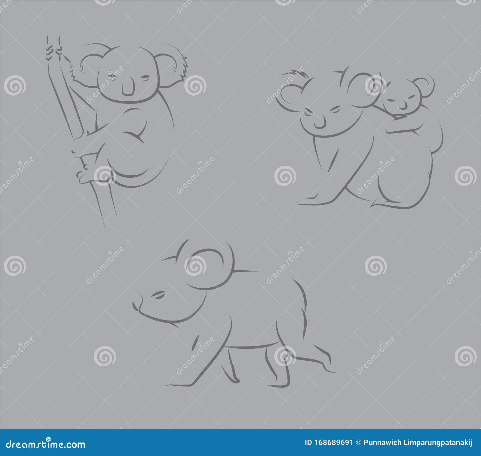 Koala One Line. Australian Koala Bear Outline. Continuous Line. Cartoon ...