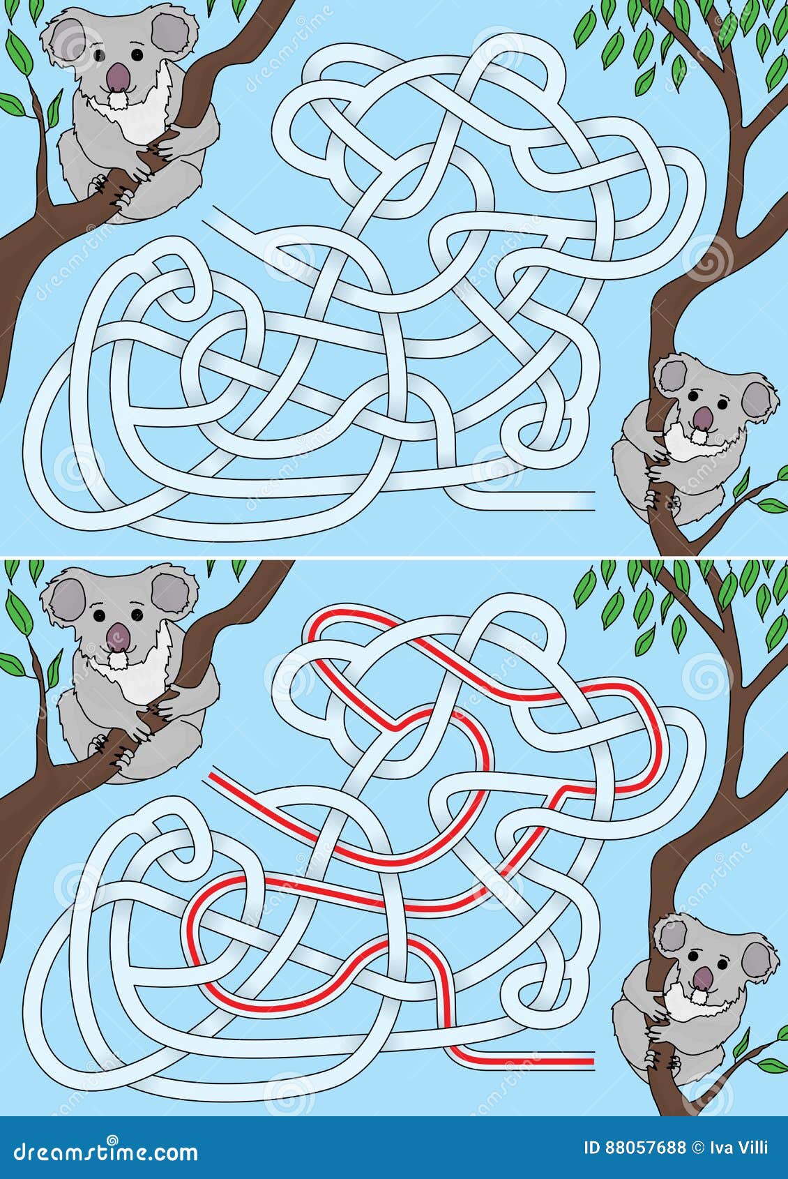 Koala maze stock vector. Illustration of maze, education - 88057688