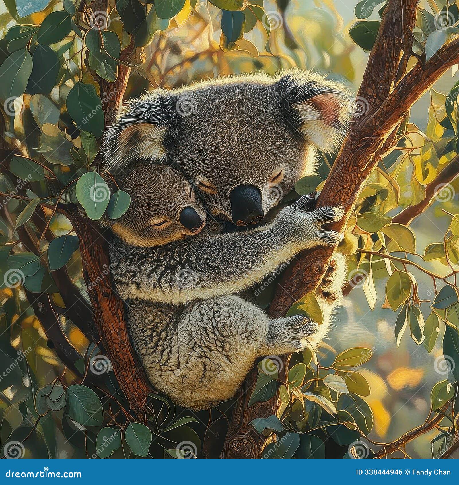 Koala Mother And Baby Snuggling In A Tree Stock Photo | CartoonDealer ...