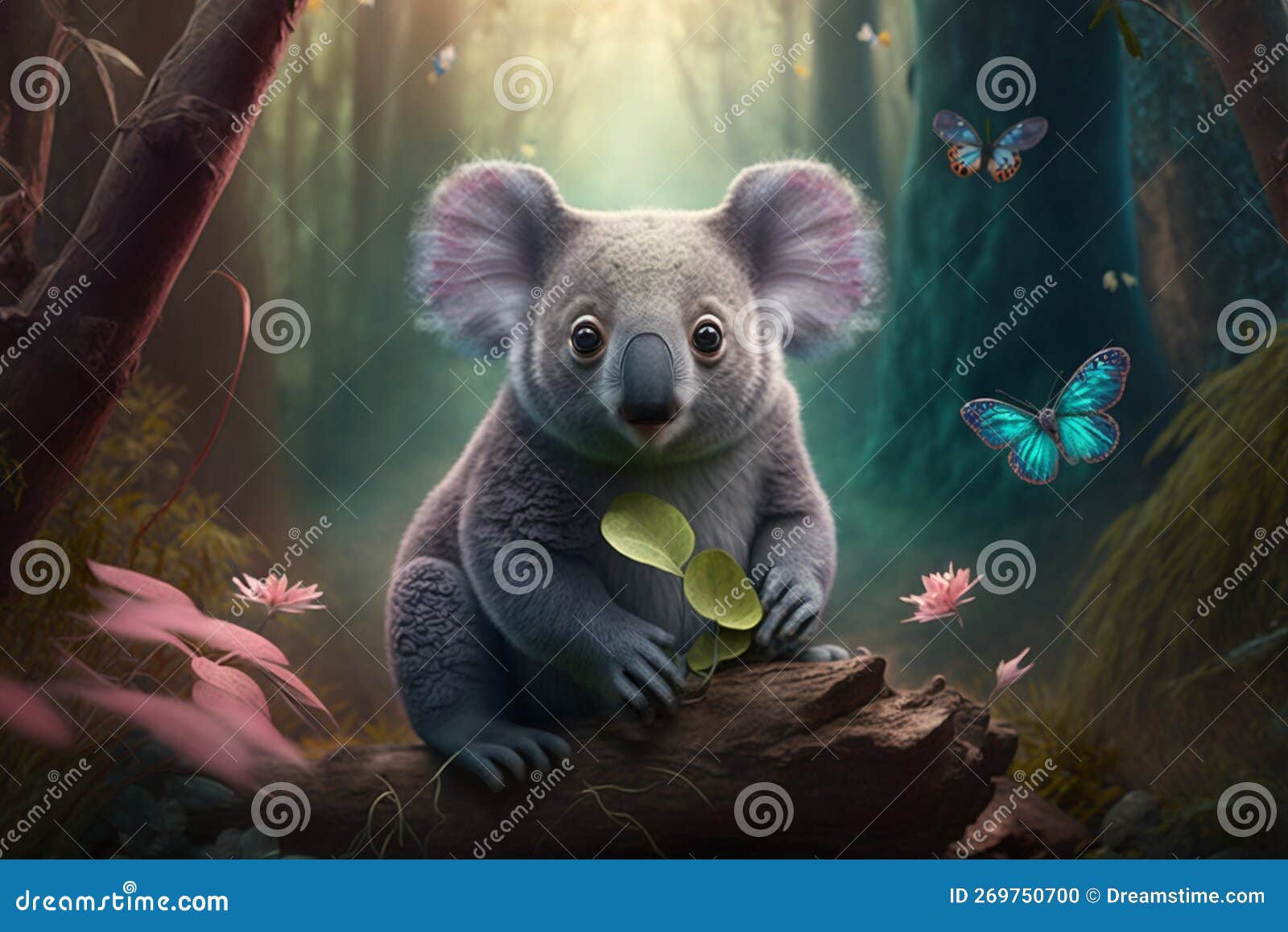 Koala in a Mystical Magical Enchanted Forest AI Generated Content Stock ...