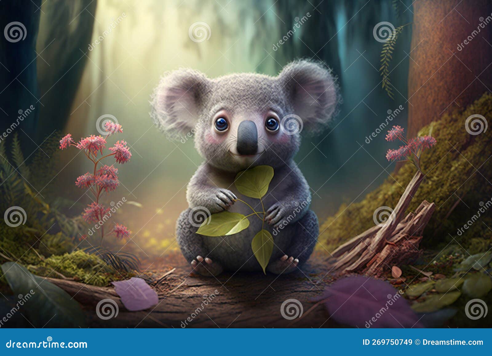 Koala in a Mystical Magical Enchanted Forest AI Generated Content Stock ...