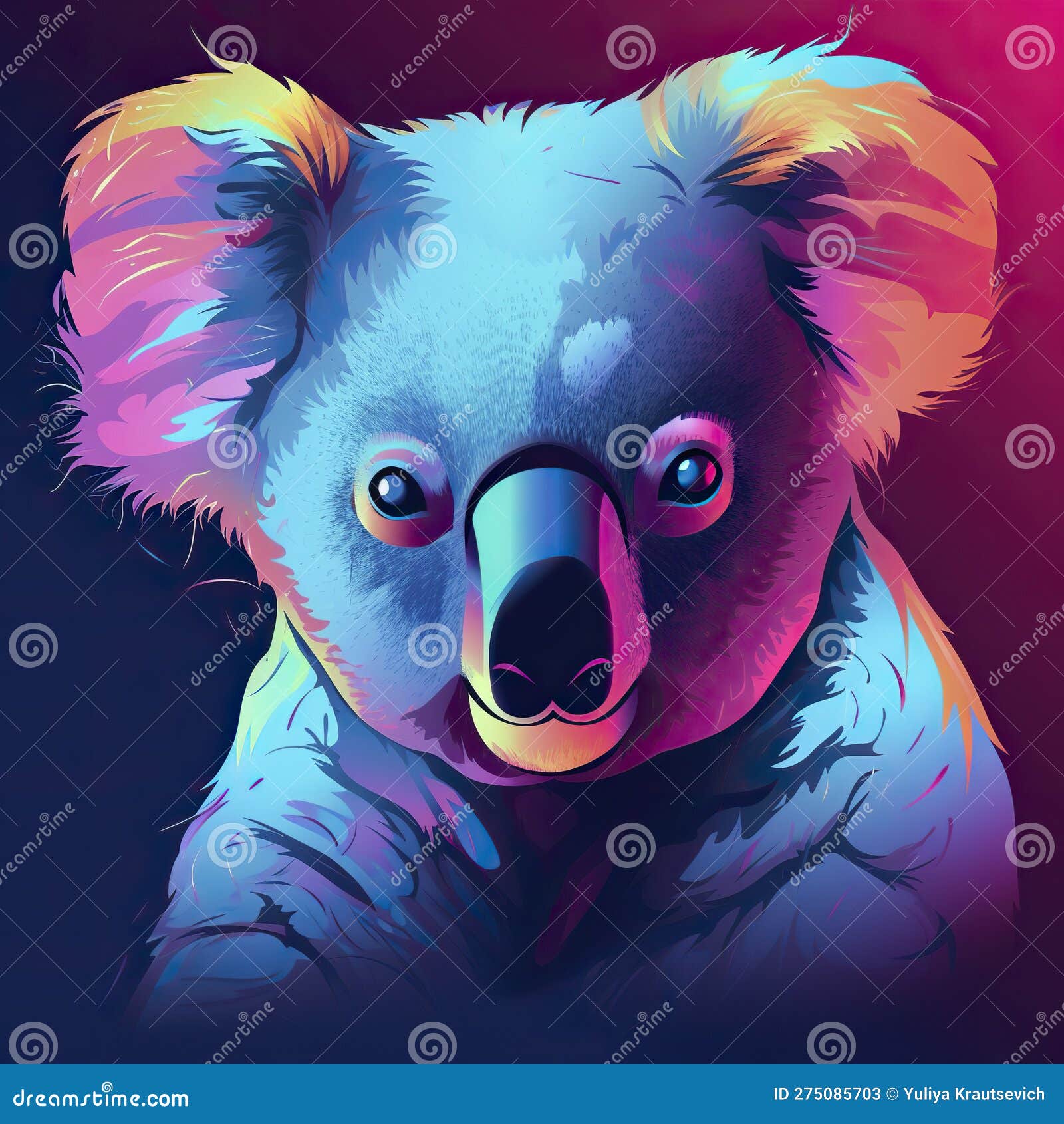 Koala in Neon Colors. Generative AI Stock Illustration - Illustration ...