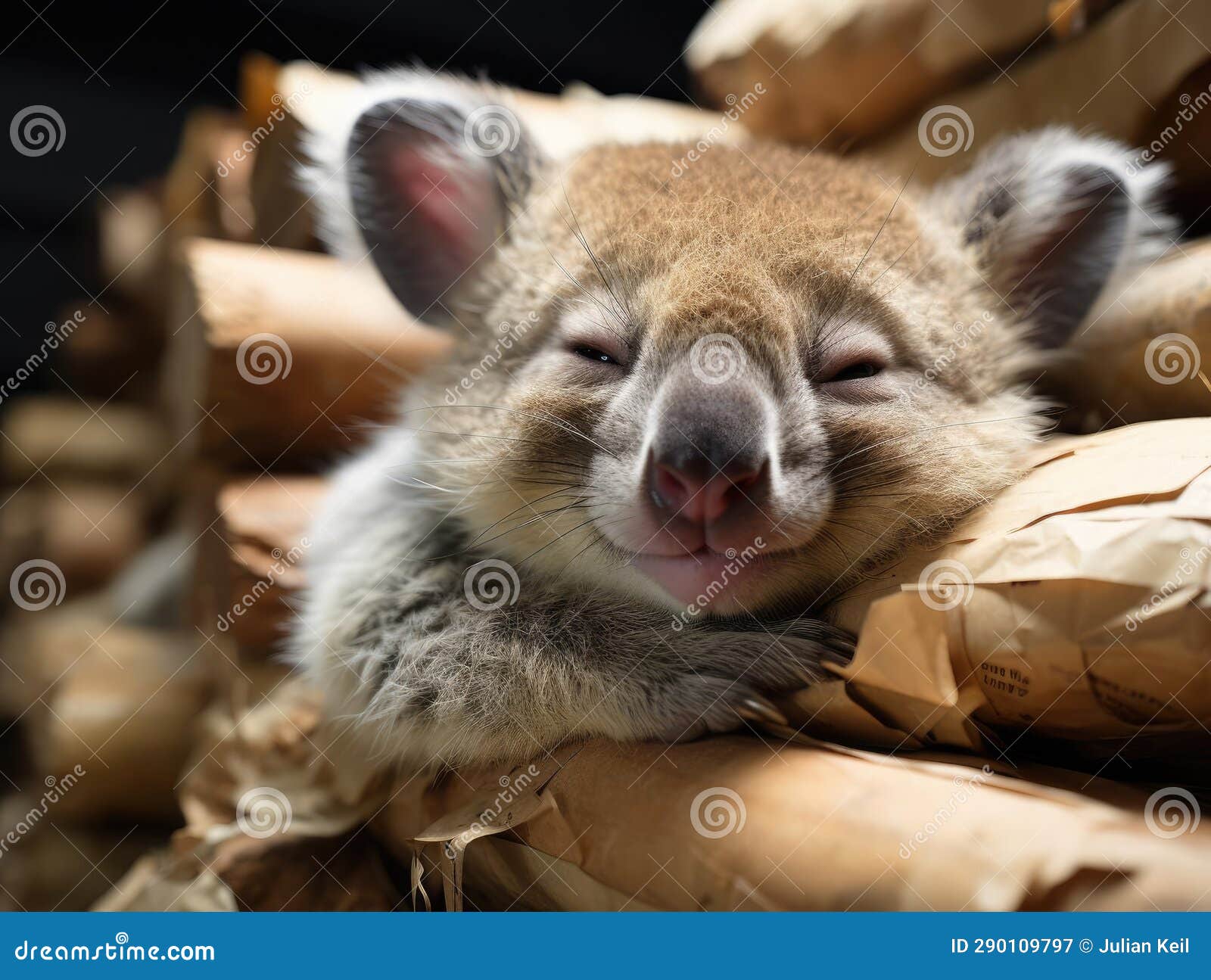 Koala Office Worker Napping on Paper Pile Stock Illustration ...