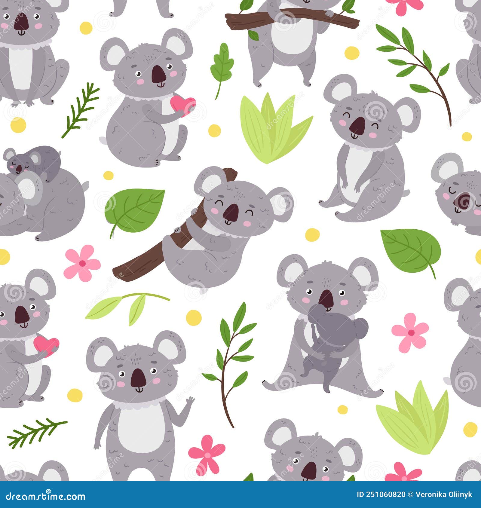 Koala Pattern. Australian Wild Cute Animal Koala Bear Pictures For ...