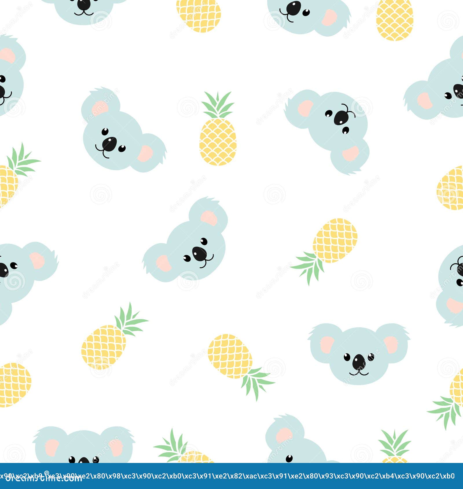 Koala Pattern. Cute Koala With Leaves On A Green Background. Vector ...