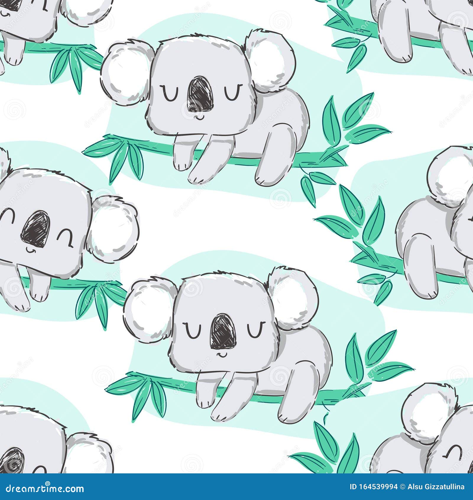 Koala Pattern Seamless. Vector Illustration. Fabric Design Textile ...