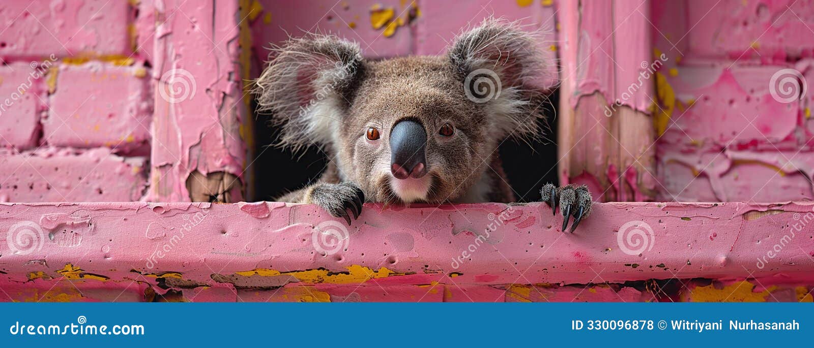 Koala Peeking Through Pink Window Stock Photography | CartoonDealer.com ...