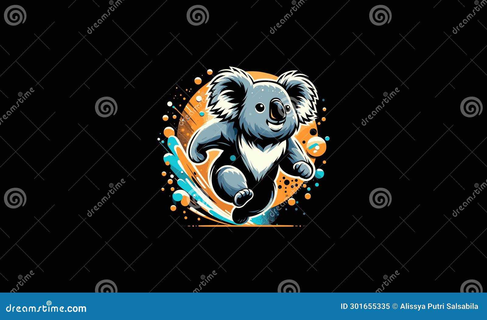 Koala Running Splash Background Vector Flat Design Stock Vector ...