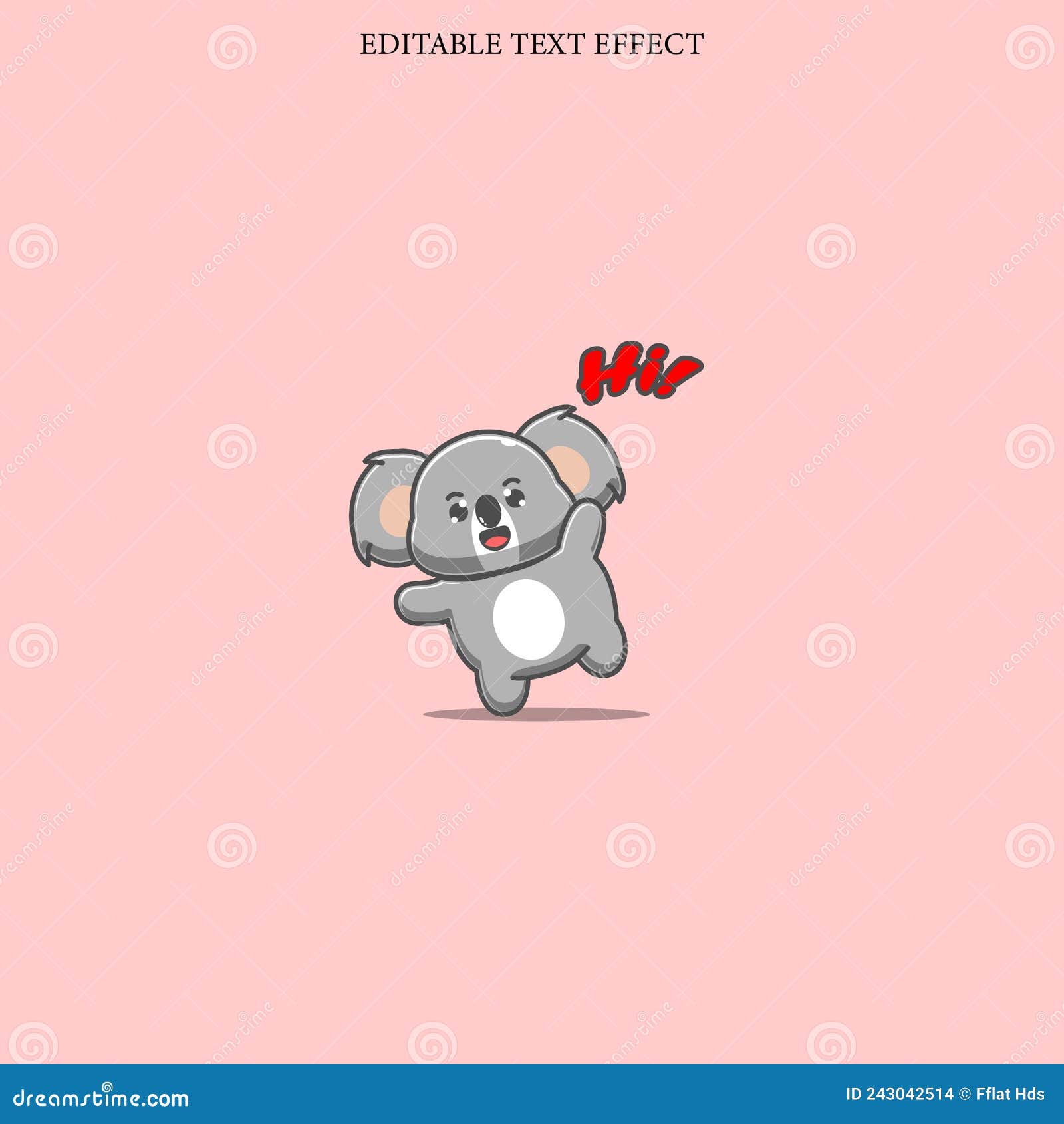 Koala Say Hi with Red Text Style Effect Stock Vector - Illustration of ...
