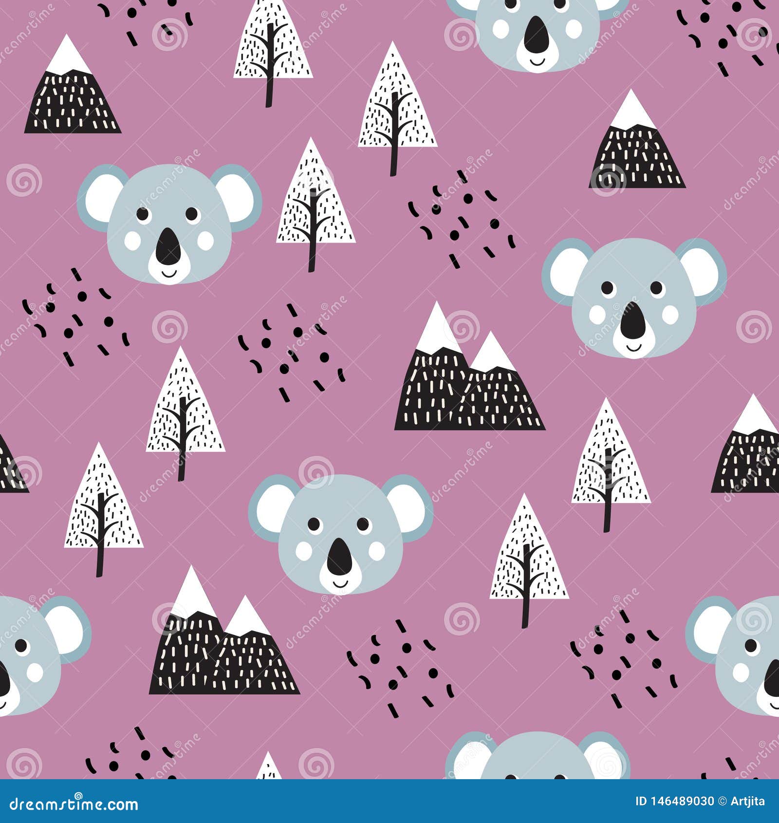 Koala Seamless Pattern Background Stock Vector - Illustration of nature ...