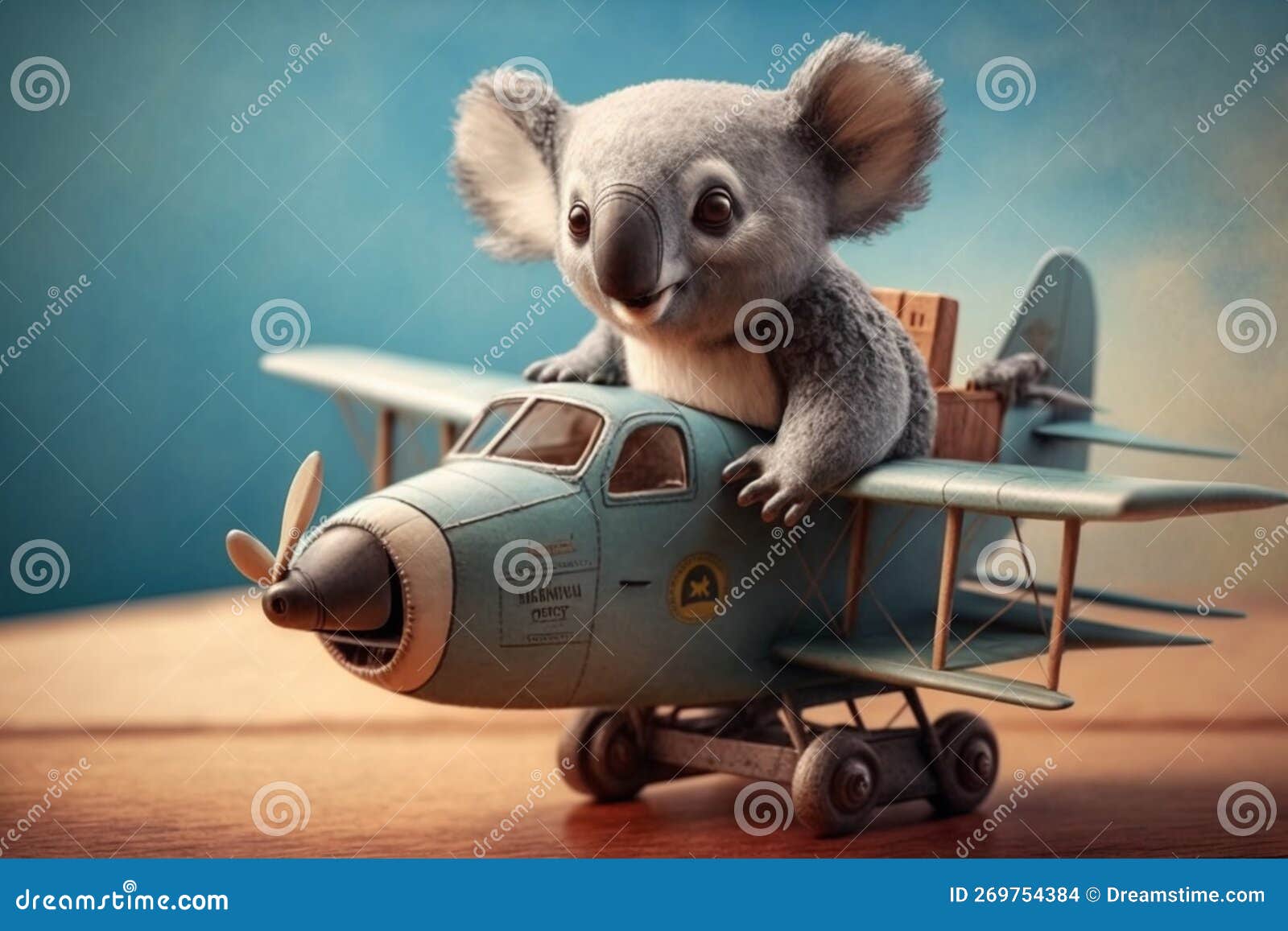 Koala Sits in Toy Airplane and Plays Pilot AI Generated Content Stock ...